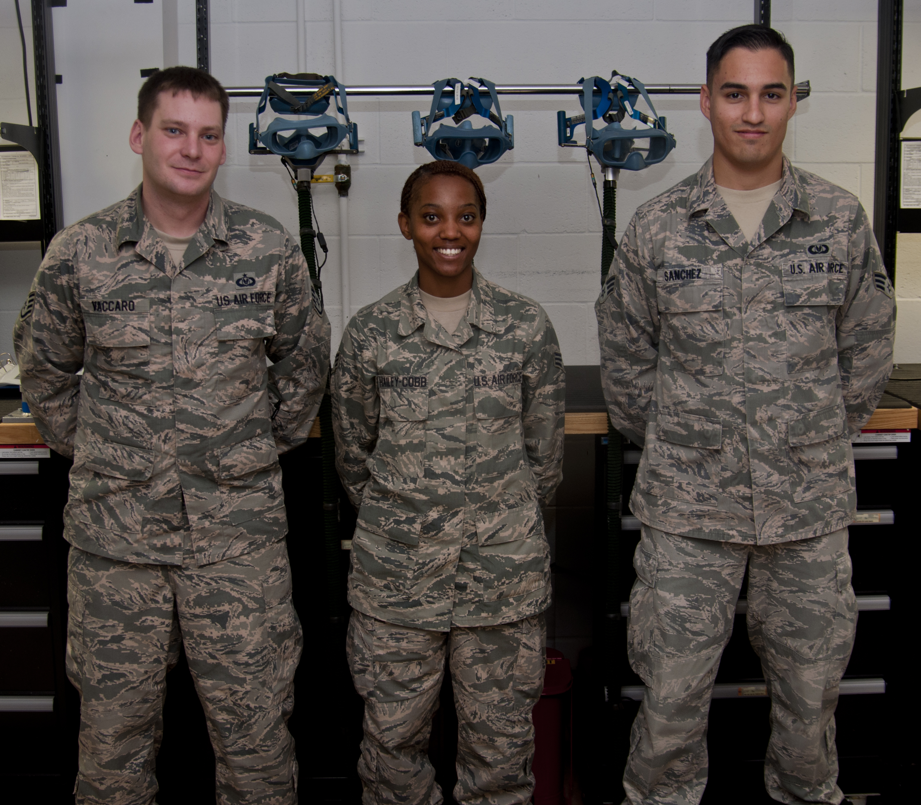 (From left to right) Staff Sgt. Keith Vaccaro, Senior Airman Dominique ...