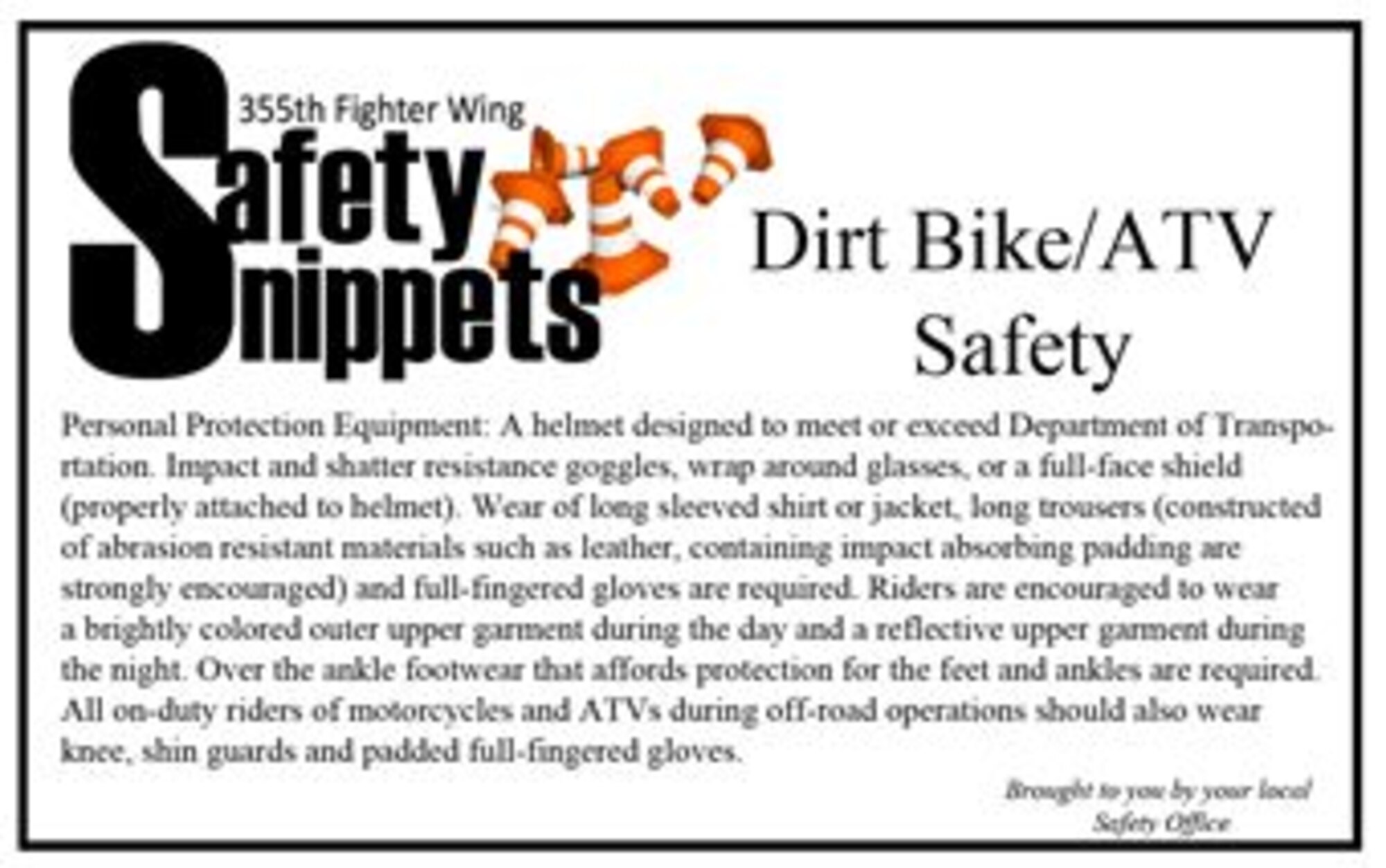 Safety Snippet: Dirt Bike and ATV Safety > Davis-Monthan Air Force Base ...