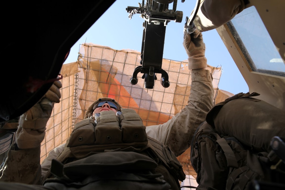 Weapons Company Marines conduct security patrol in Afghanistan