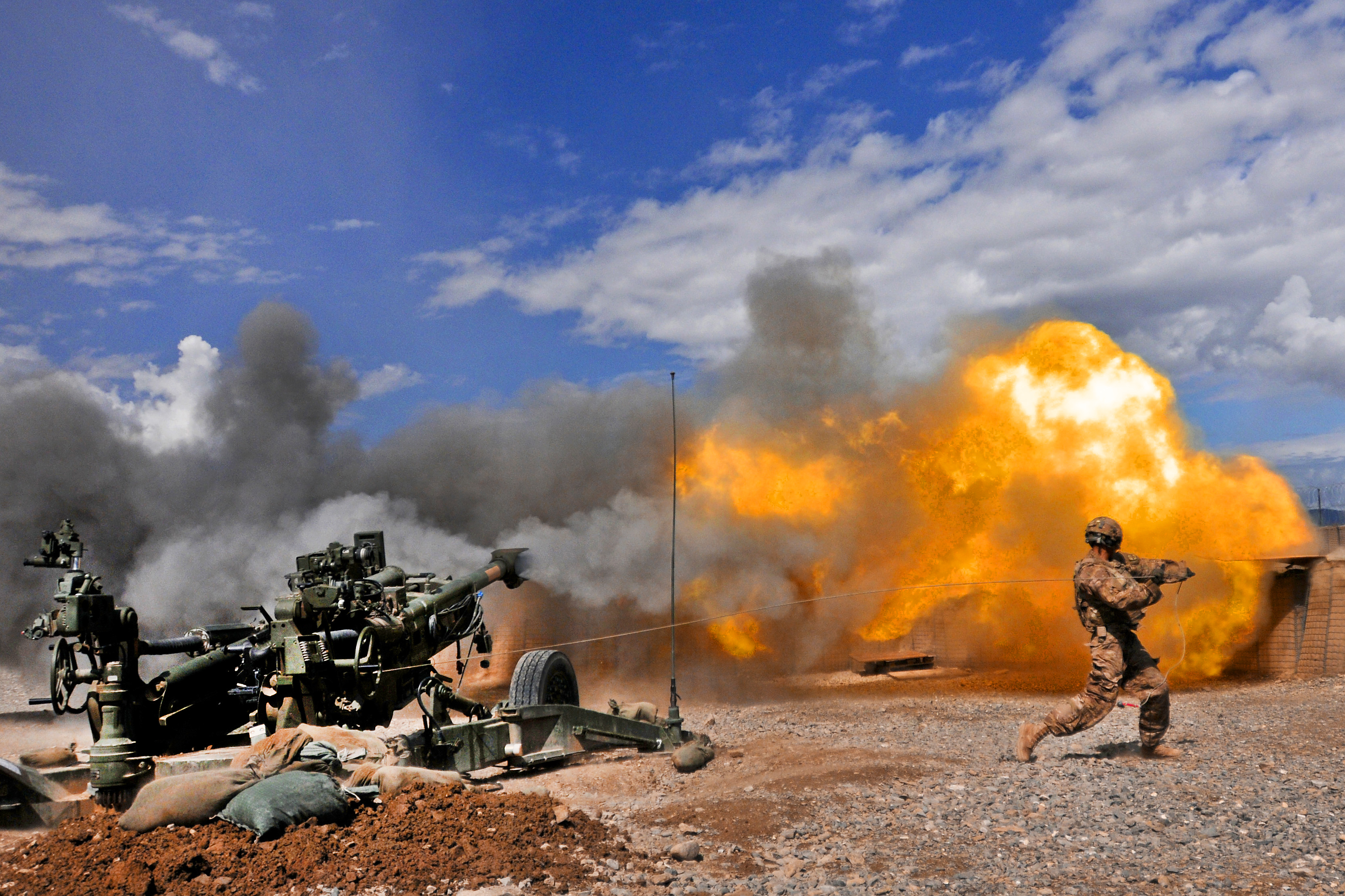 exploding debris from artillery