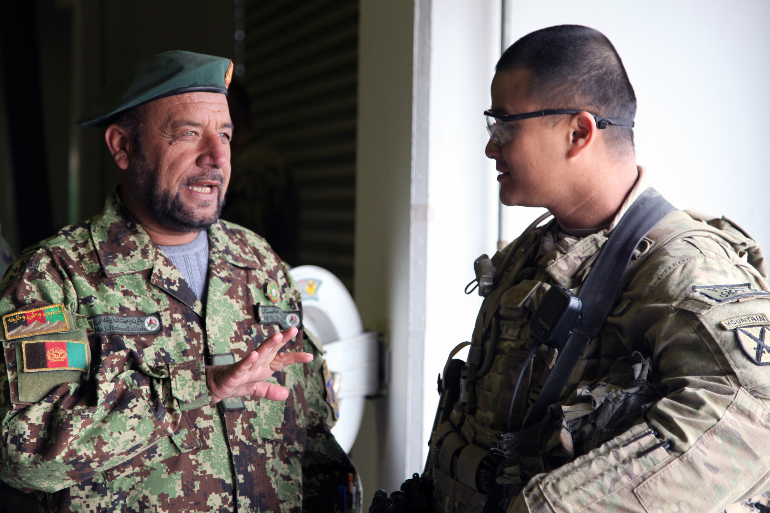 Afghan national army Maj. Rahmatullah engages in a conversation with U ...