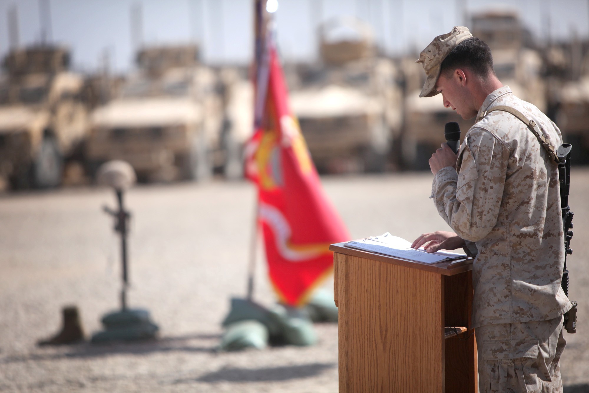 Deployed Marines gather to remember fallen brother