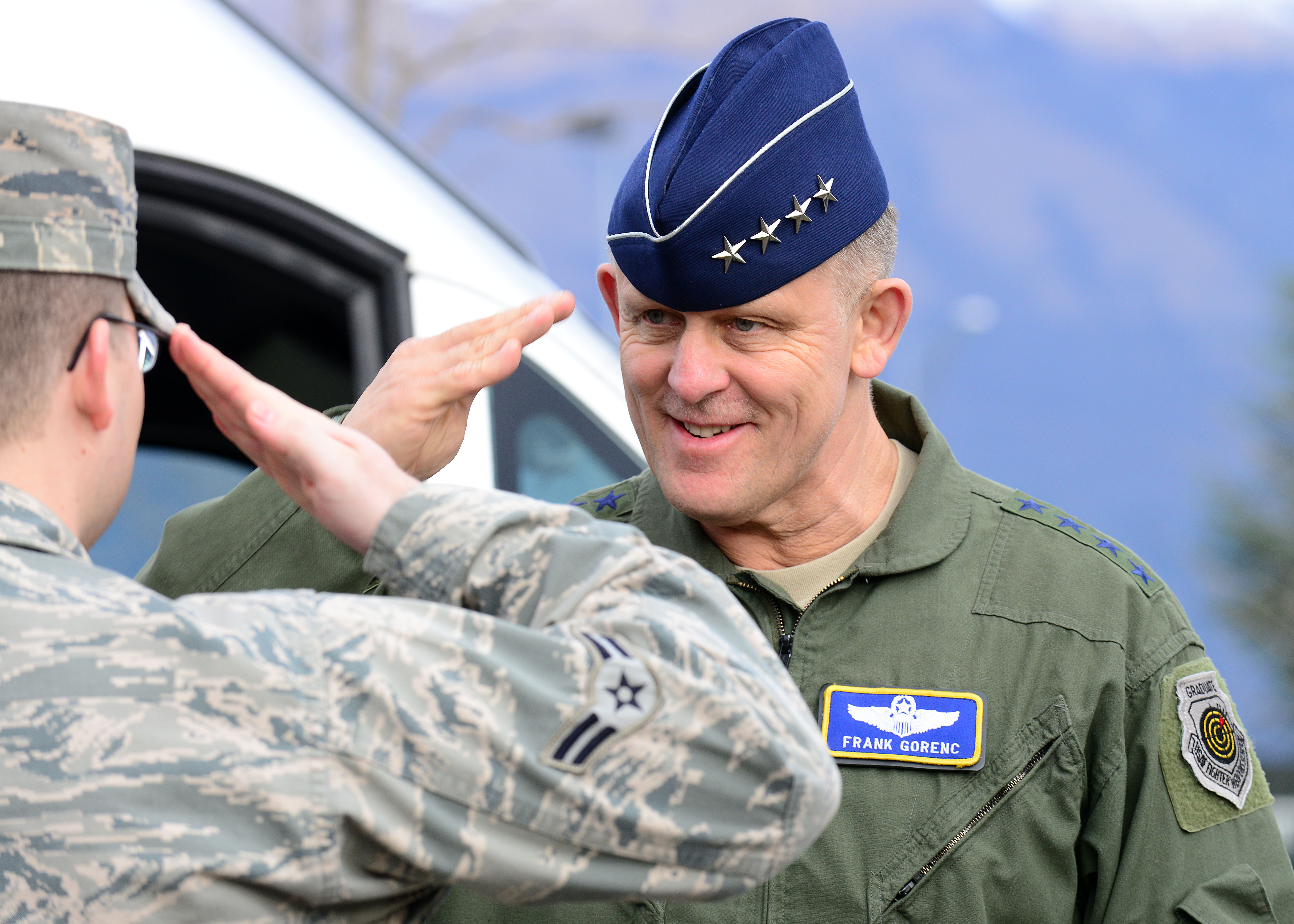 USAFE commander. command chief visit Aviano