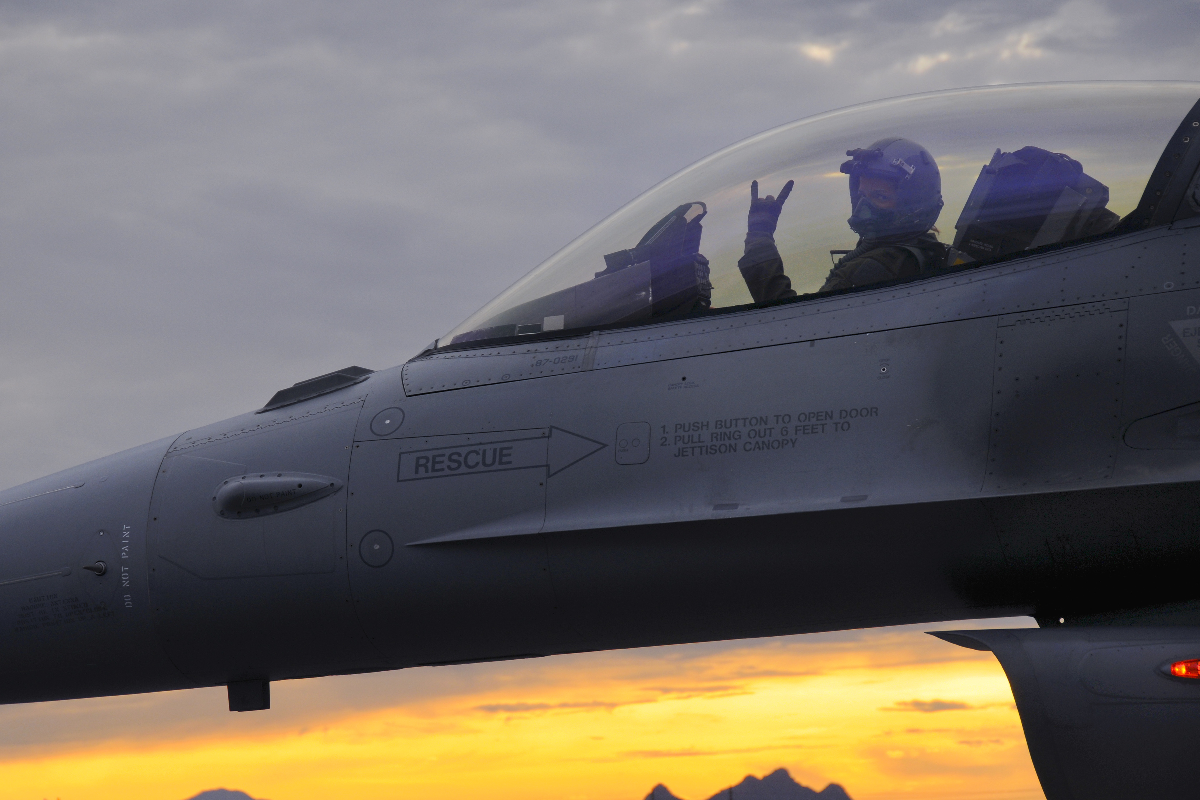 Air Force 1st Lt. Janelle Baron prepares to take off on a flying ...
