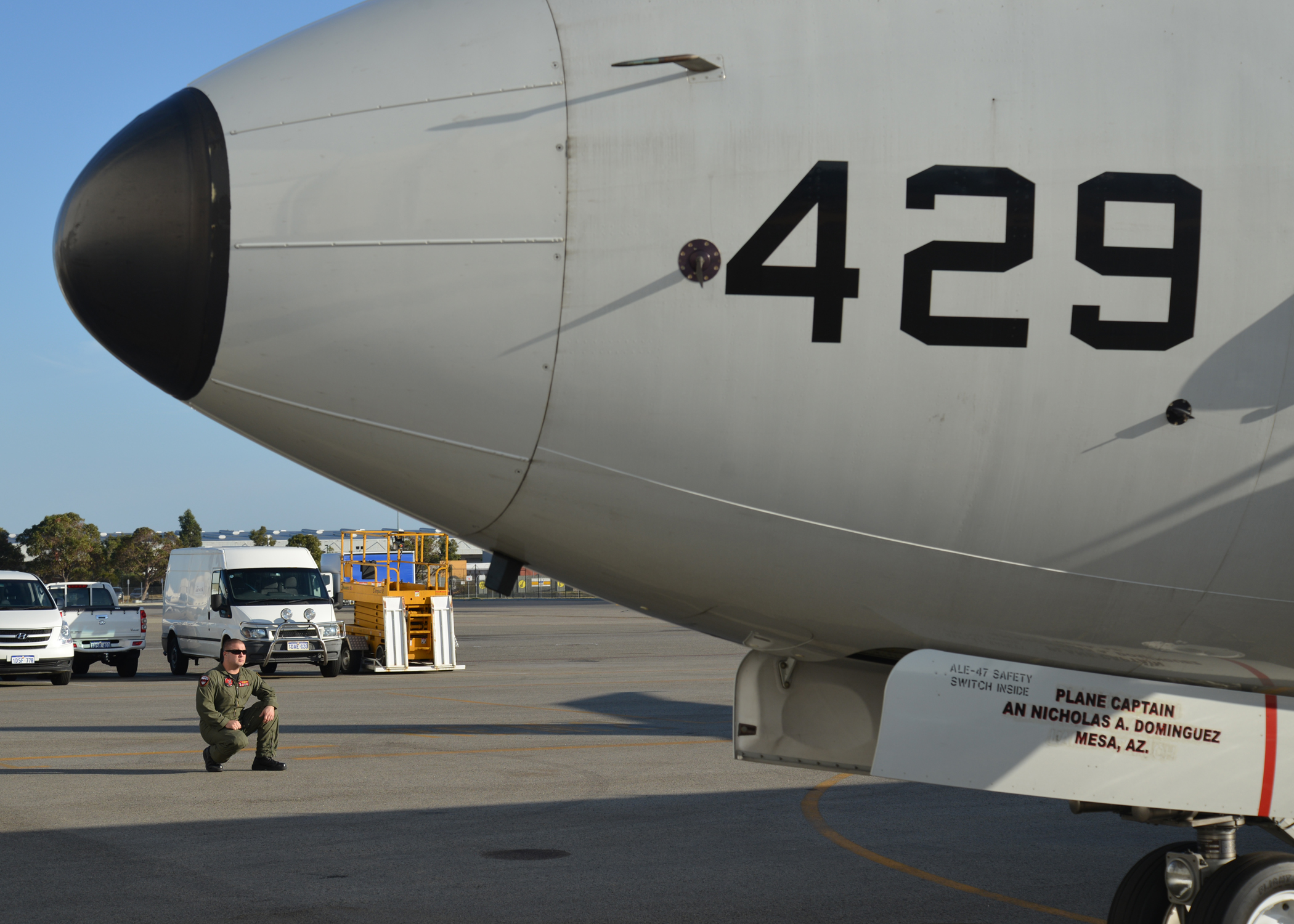 Naval Aircrewman Operator 2nd Class Mike Burnett, an electronic warfare ...