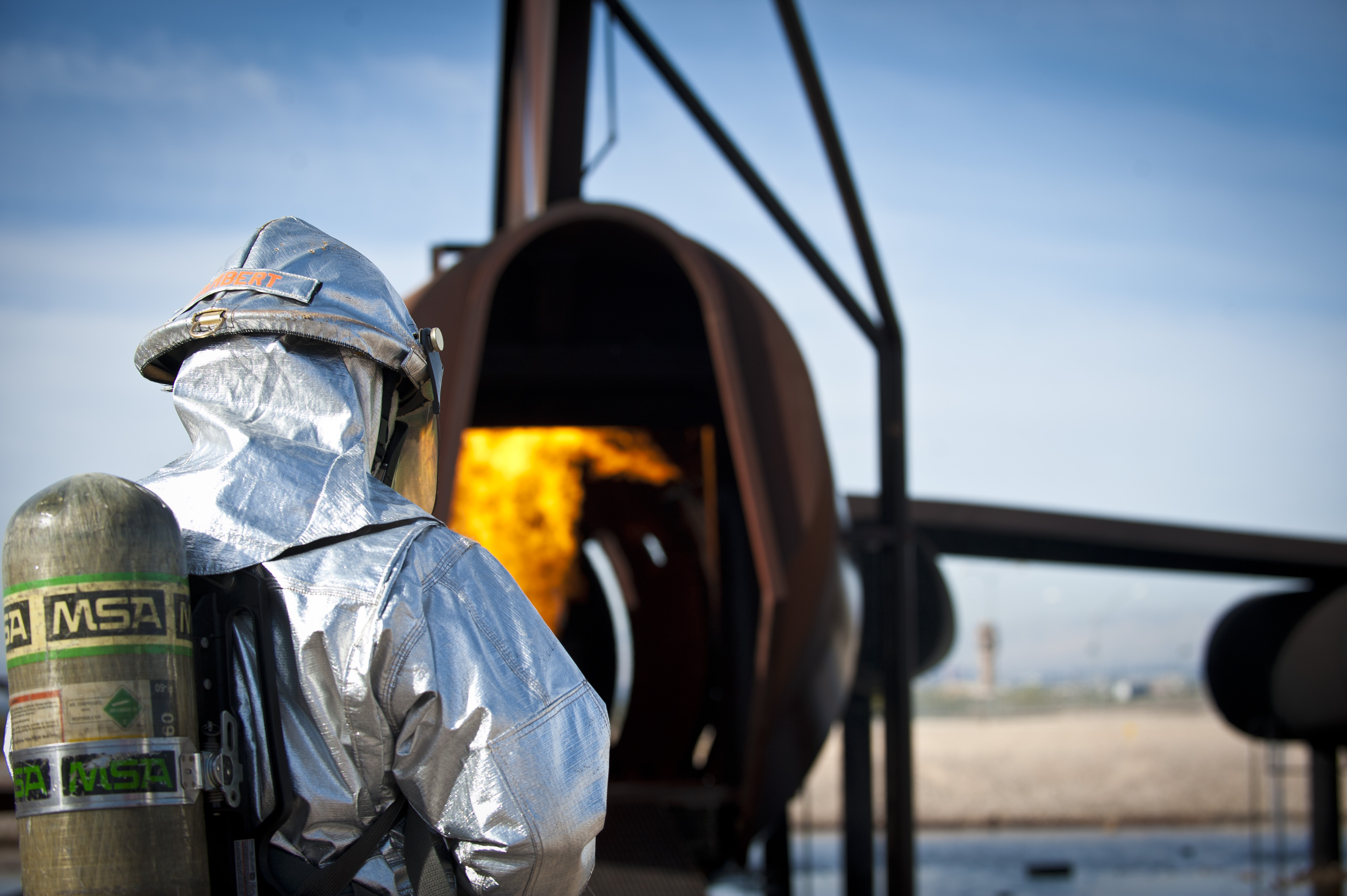 Aircraft firefighting training exercise