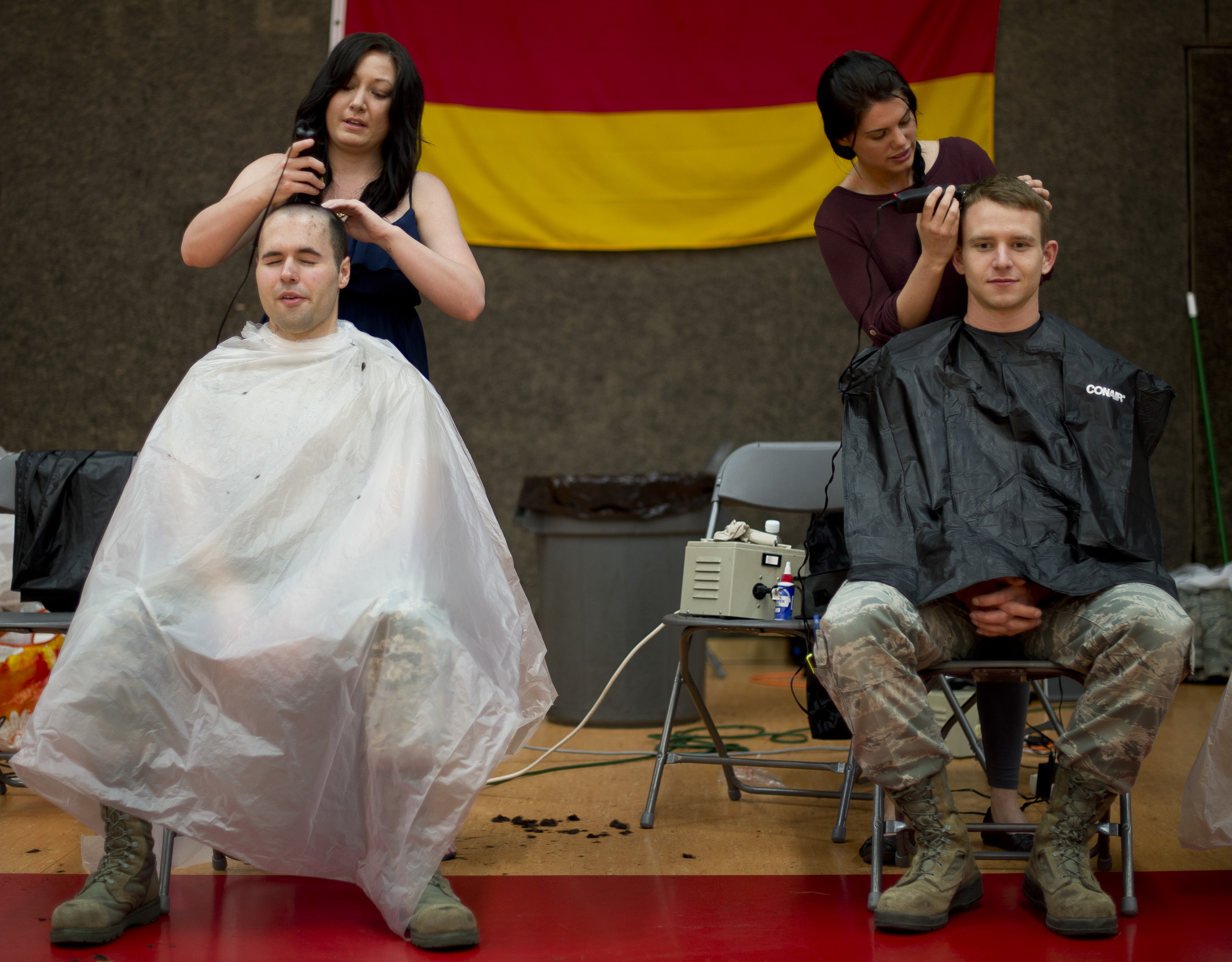 120 Airmen go bald to support cancer patient > U.S. Air Forces in ...
