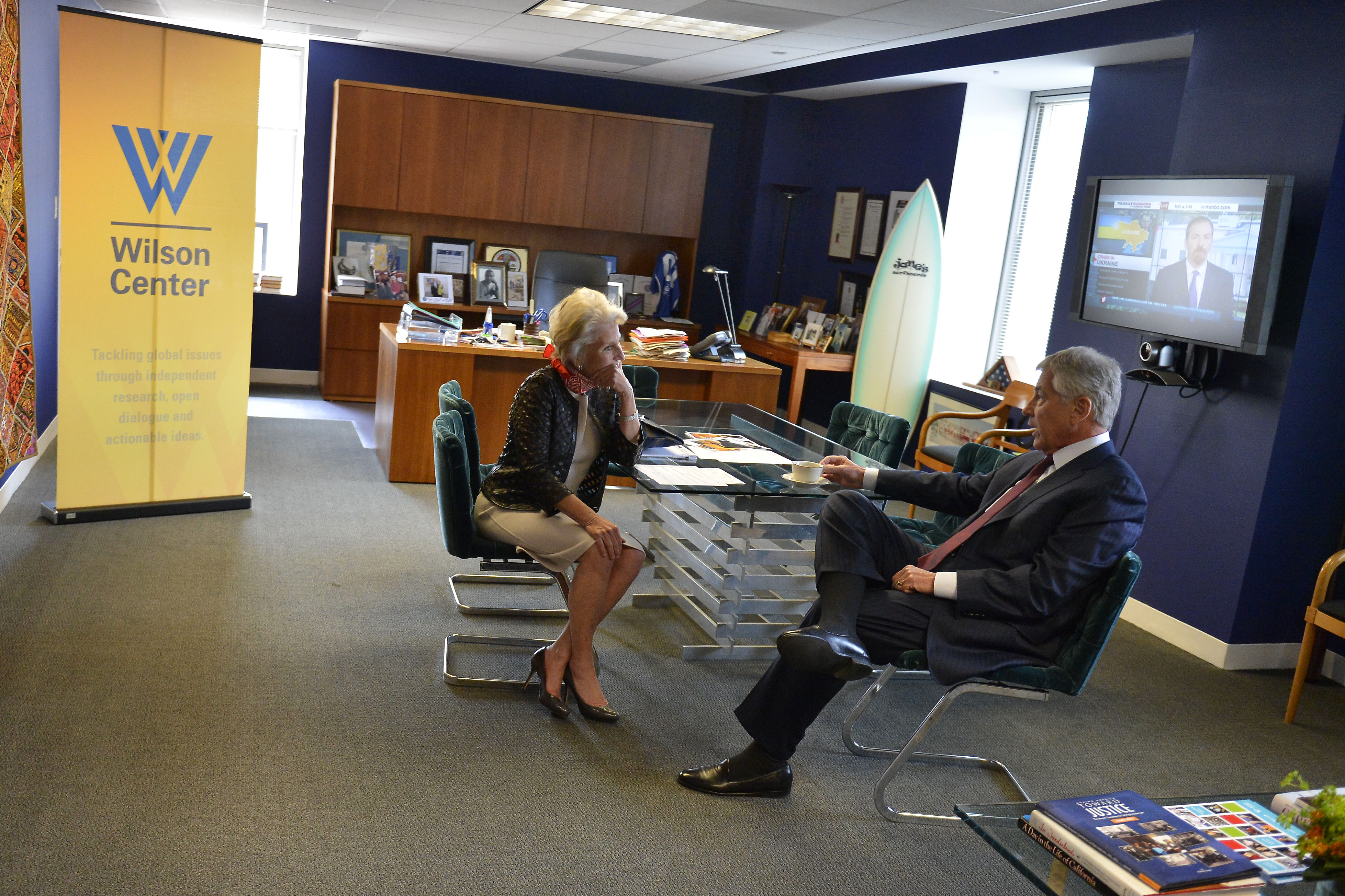 Defense Secretary Chuck Hagel meets with Jane Harman, director ...
