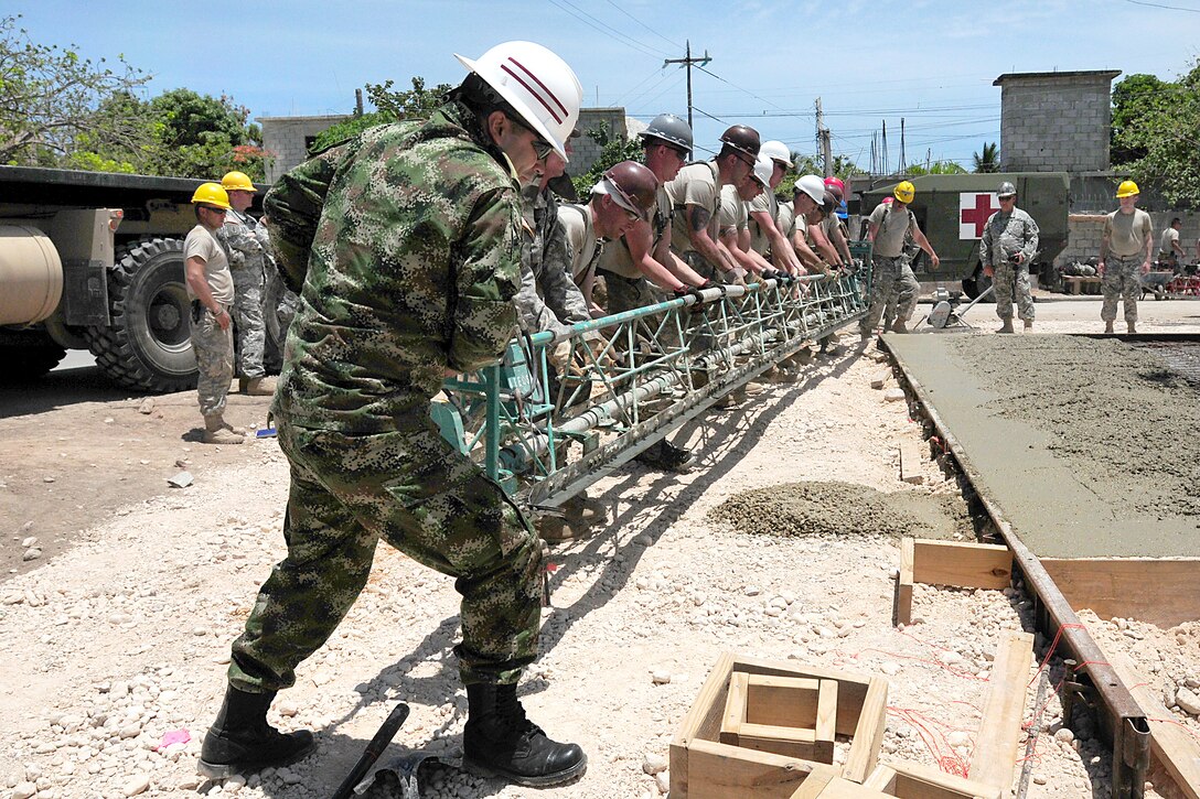 U.S. and Chilean service members level a medical clinic foundation ...