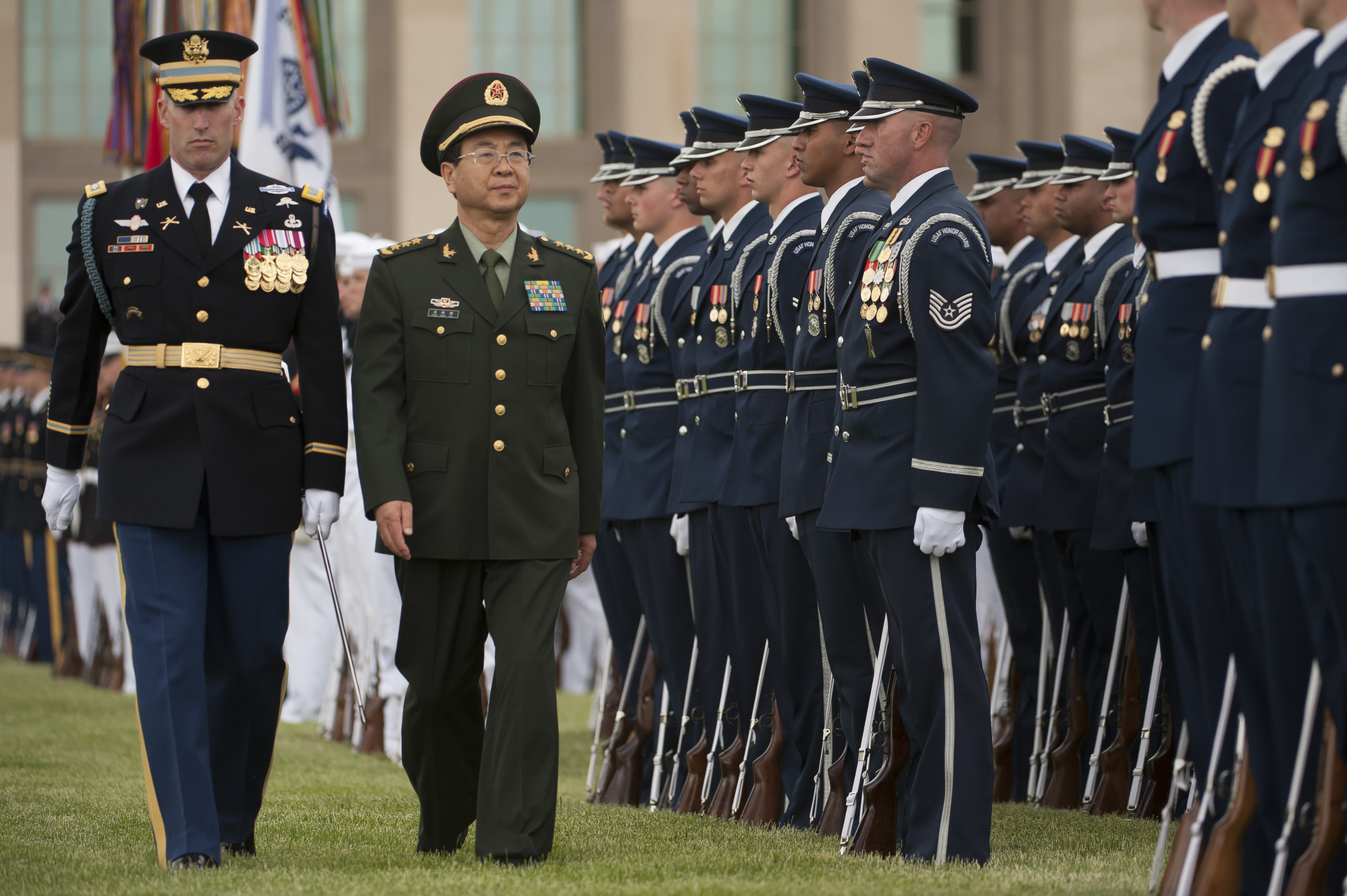Chinese Army Gen. Fang Fenghui, chief of the general staff, reviews the ...