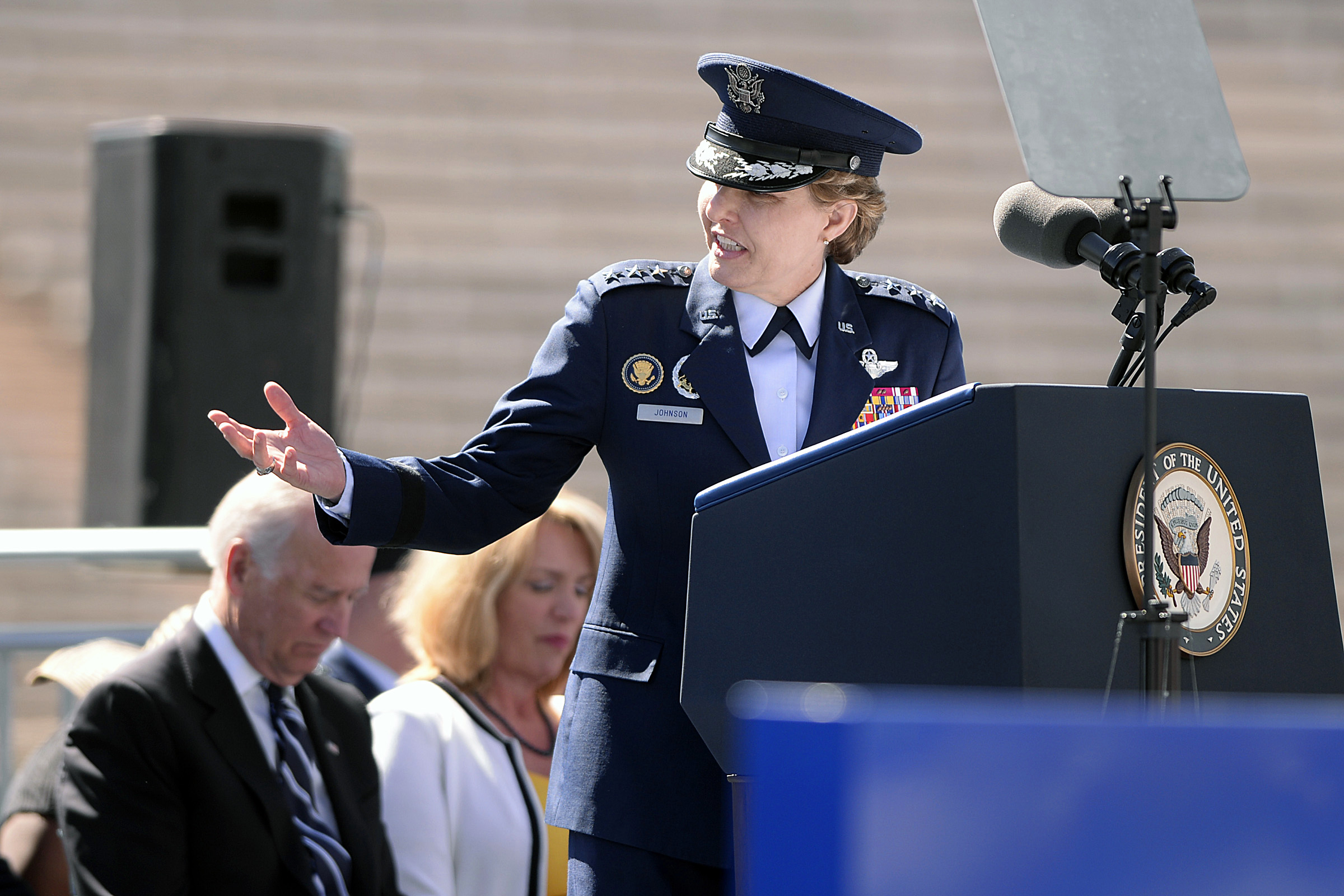 Air Force Academy superintendent Lt. Gen. Michelle Johnson addresses ...