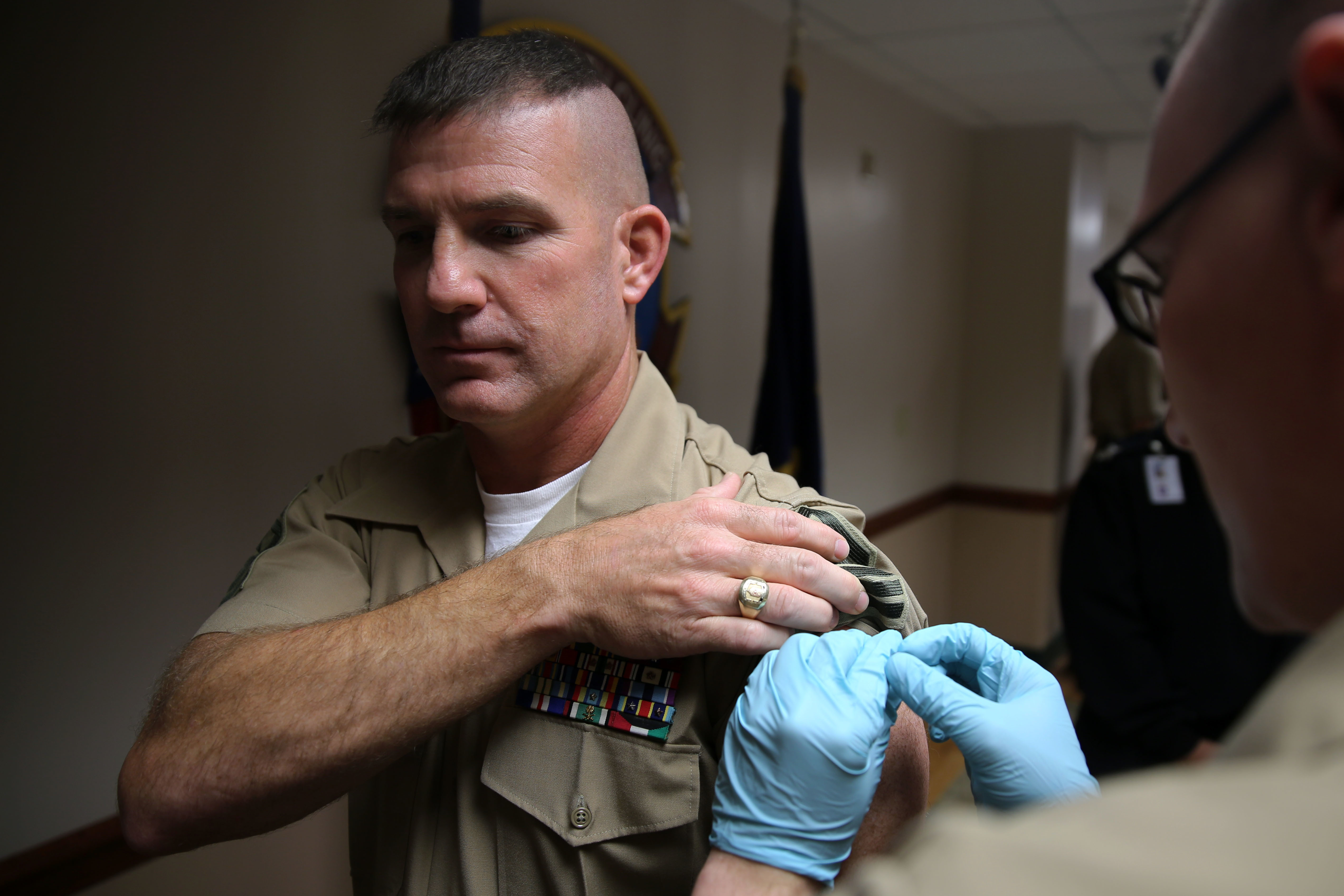 Cherry Point leaders receive flu shots
