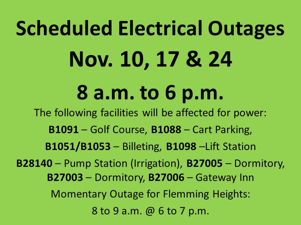 Scheduled electrical outages