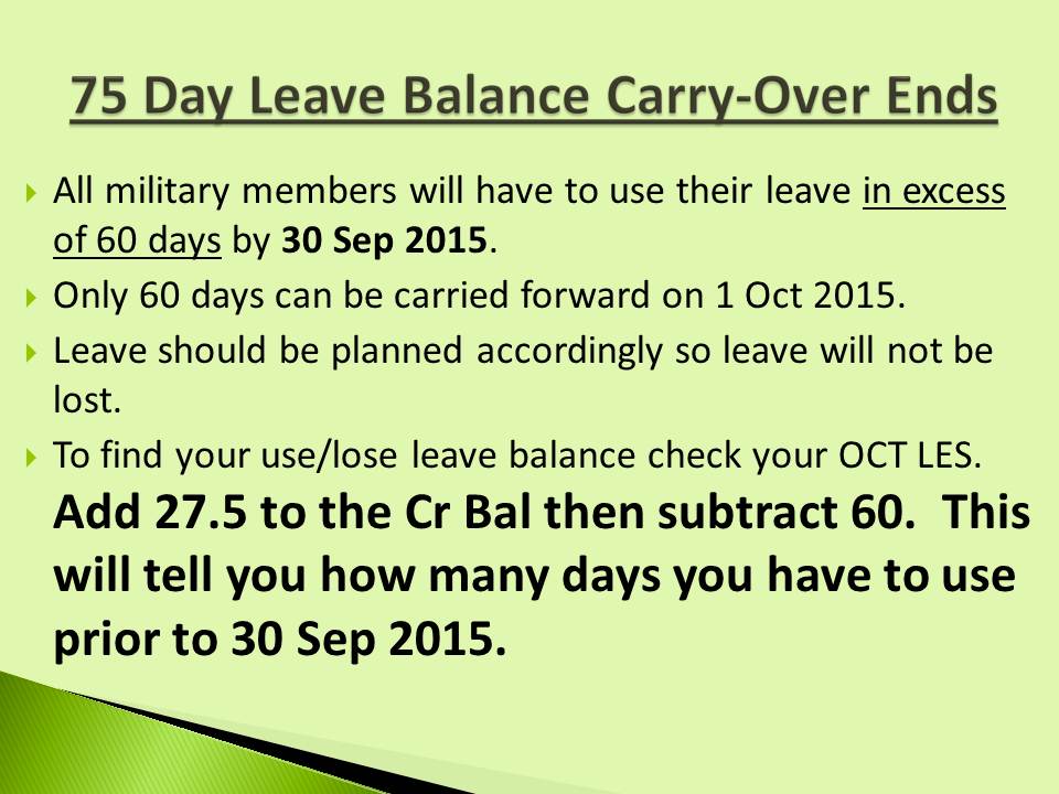 75 Day Leave Balance Carry-Over Ends