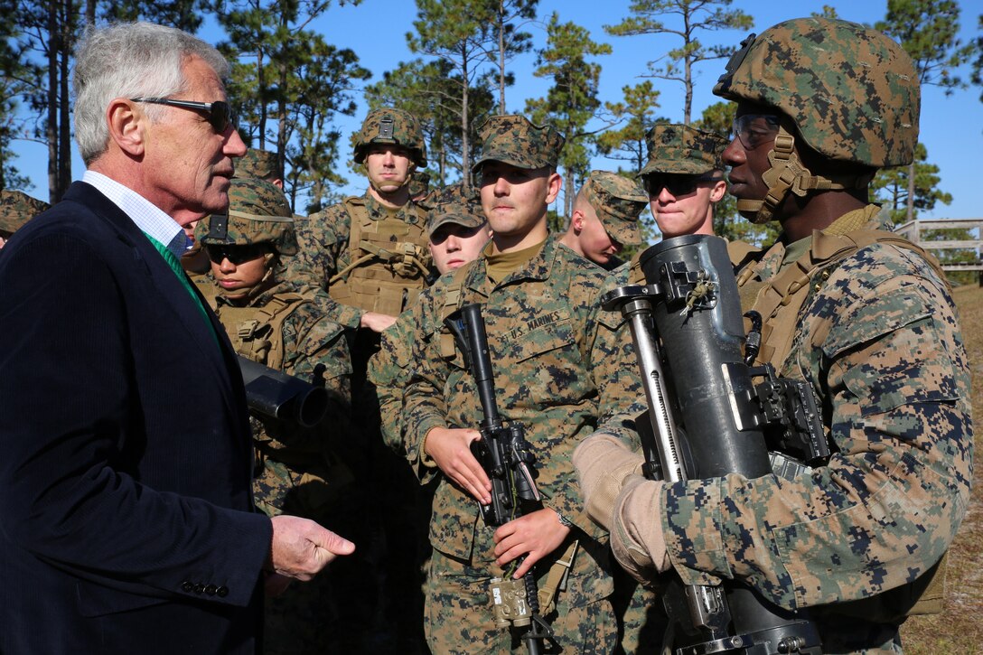 Secretary of Defense visits Integrated Task Force Marines