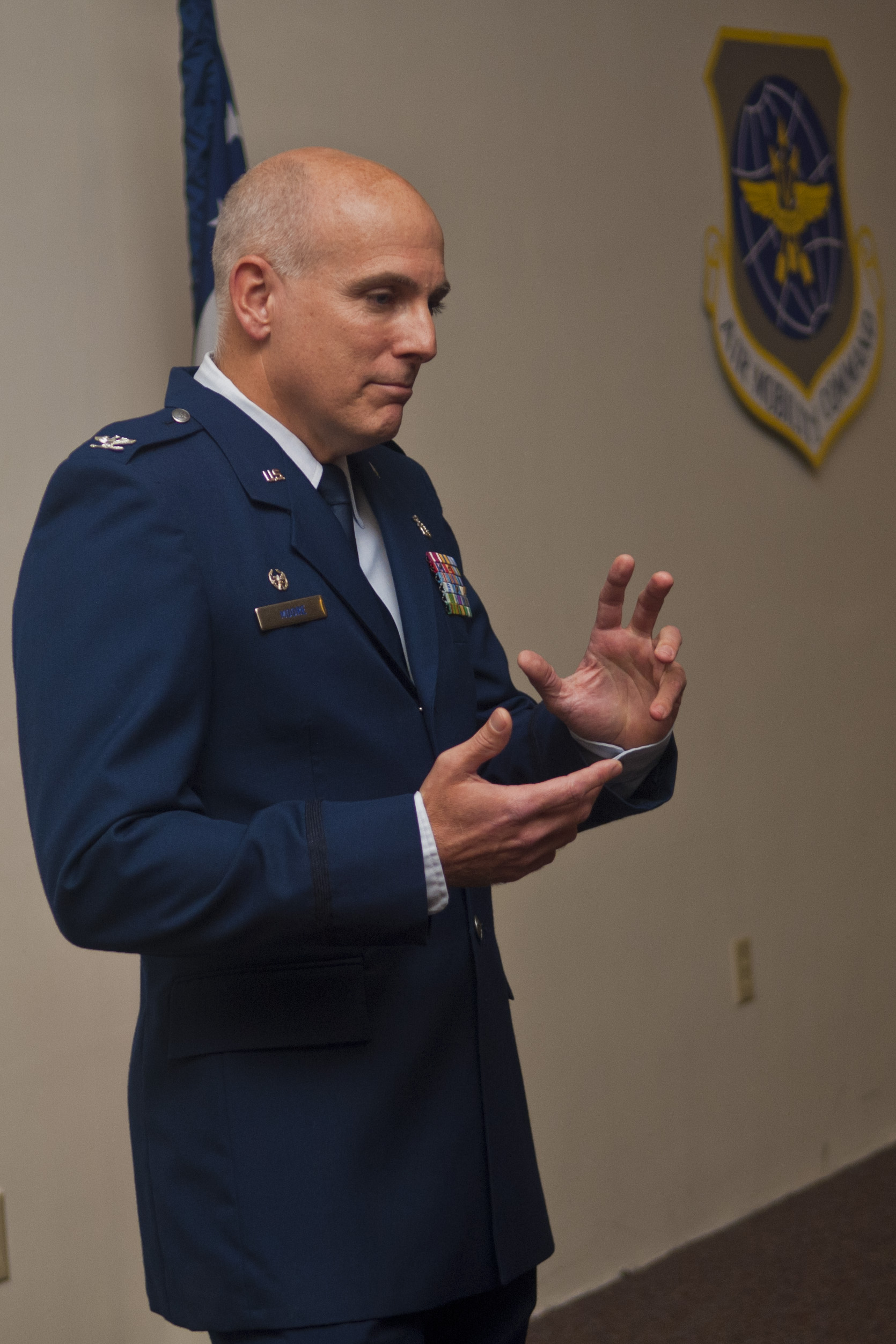 Col. Moore gives his remarks at ceremony