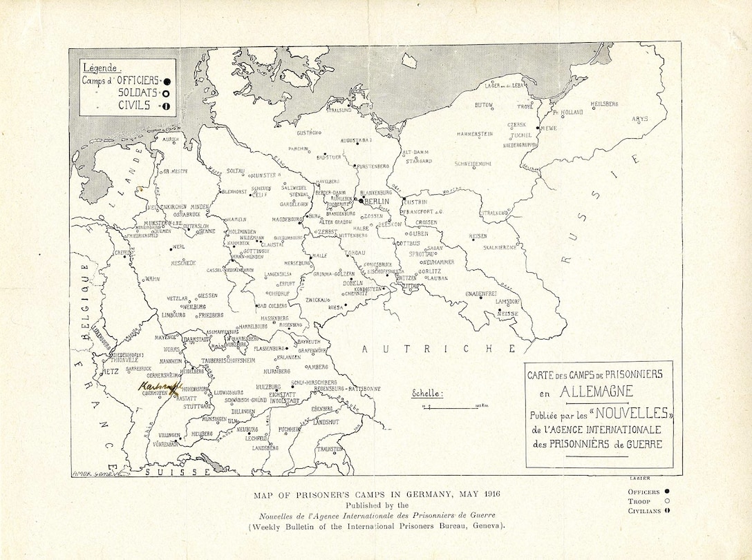Map of Prisoner’s Camps in Germany, May 1916