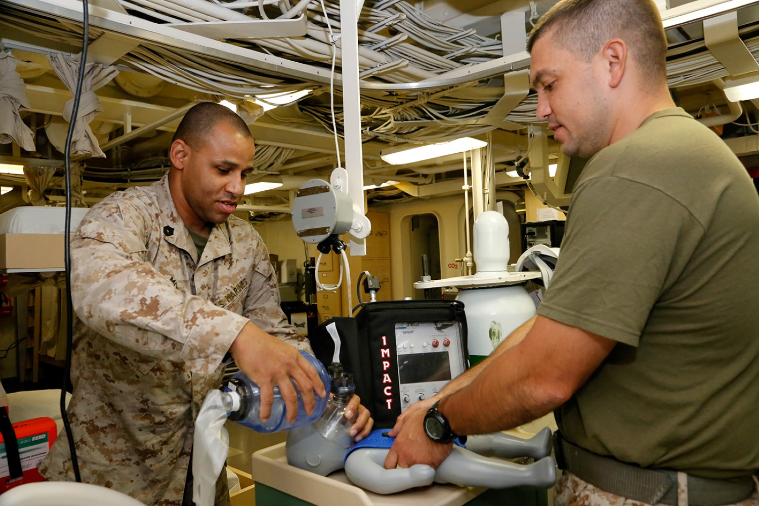 USS San Diego Hospitalman Teaches Marines Basic Life Support Techniques
