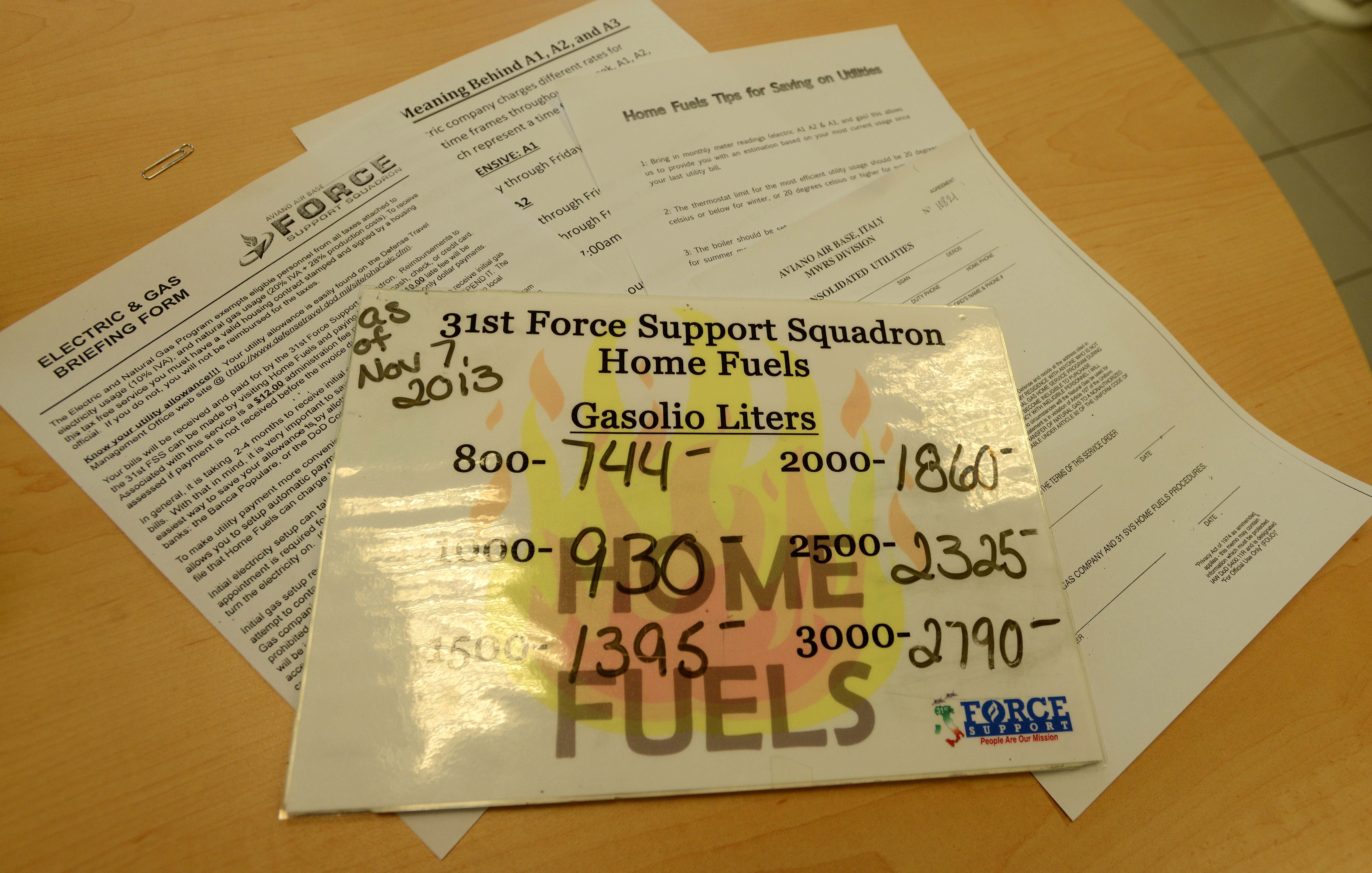 Home Fuels saves money for service members > Aviano Air Base > Display