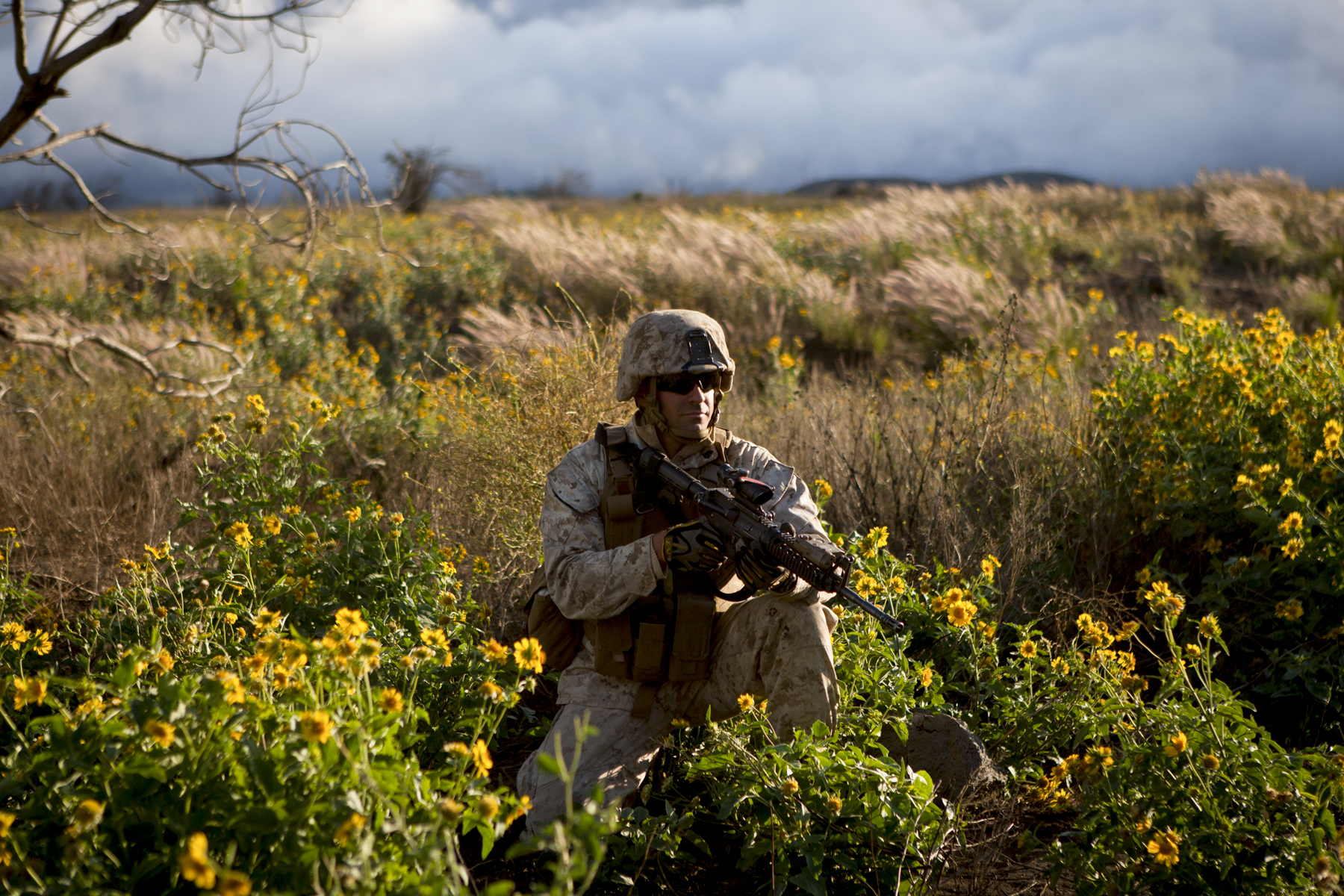 Marine Sgt. Annthony Wright provides security after setting OE254 ...