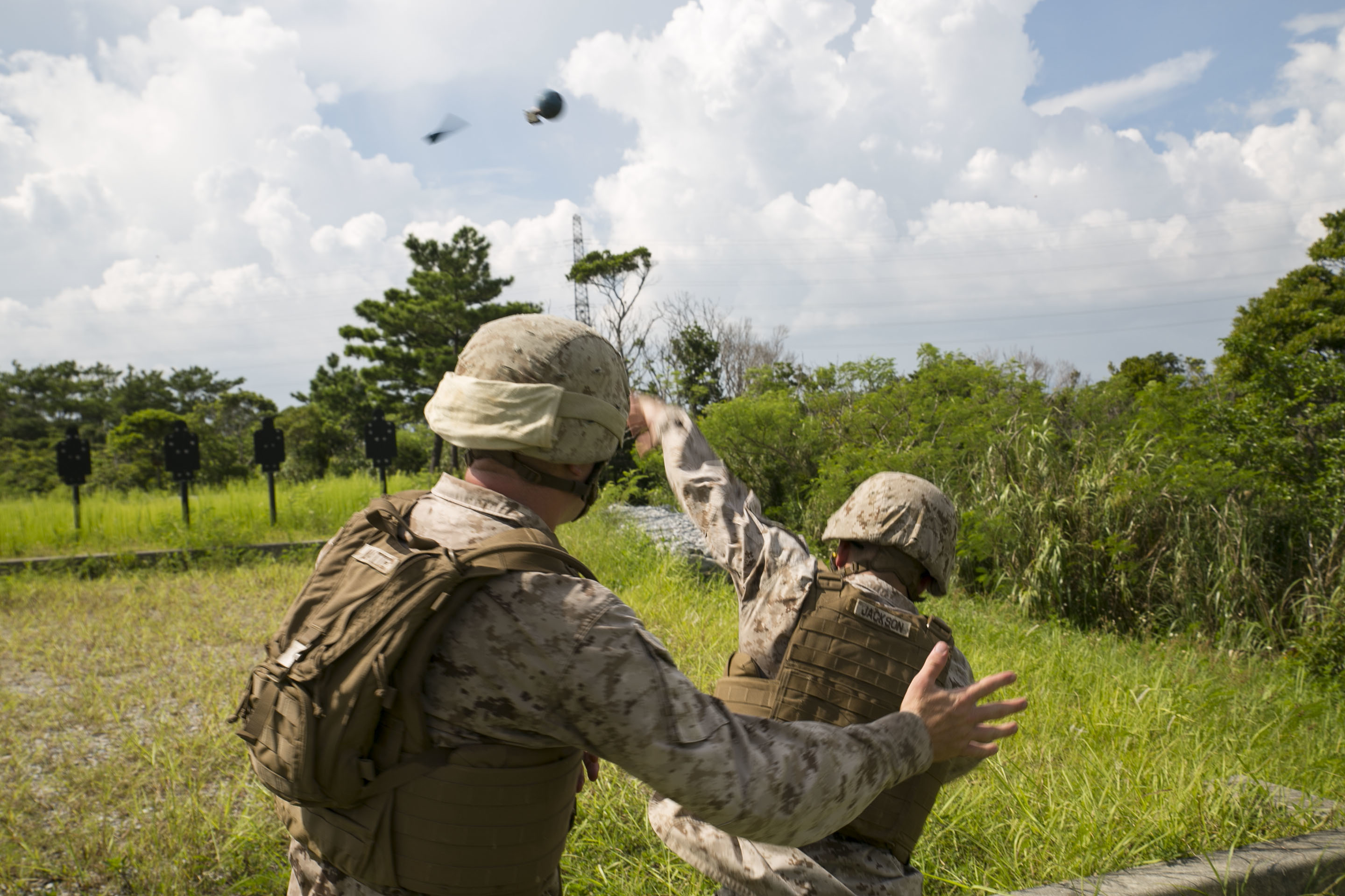 Field MPs drop pins, throw grenades