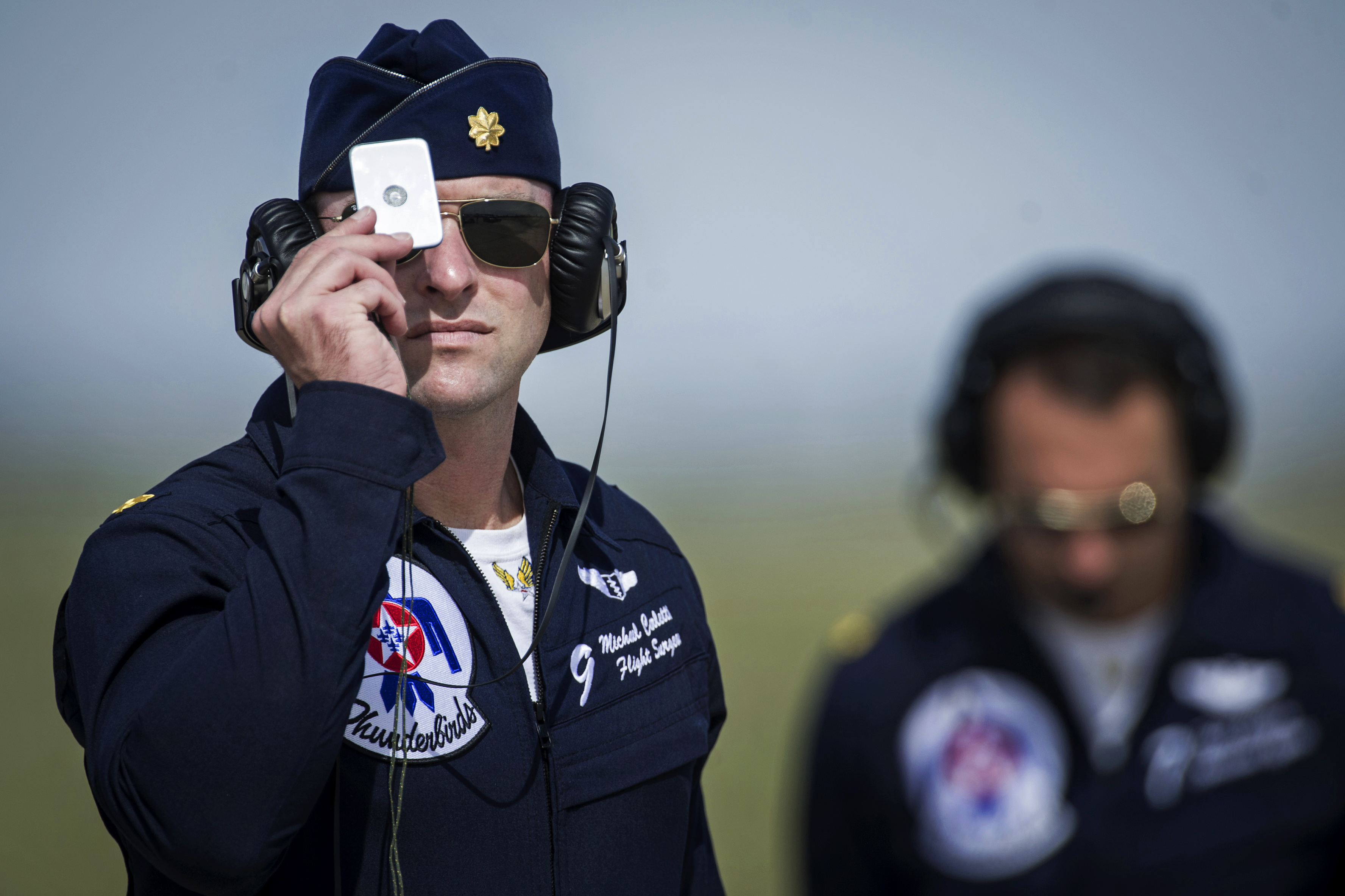 Air Force Maj. Michael Carletti, Thunderbird 9, uses an aircraft ...