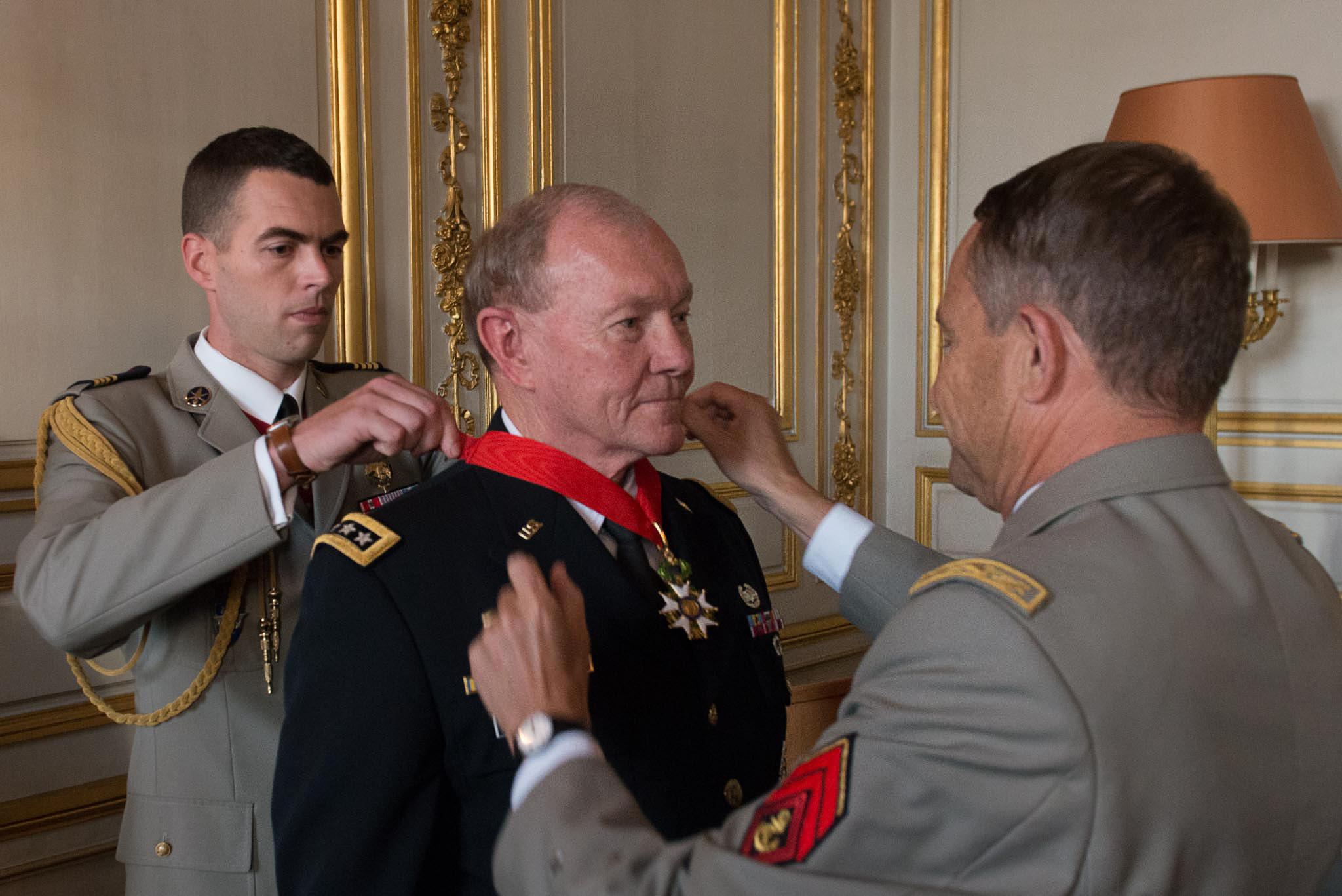French Army Gen. Pierre de Villiers, foreground, chief of defense staff ...