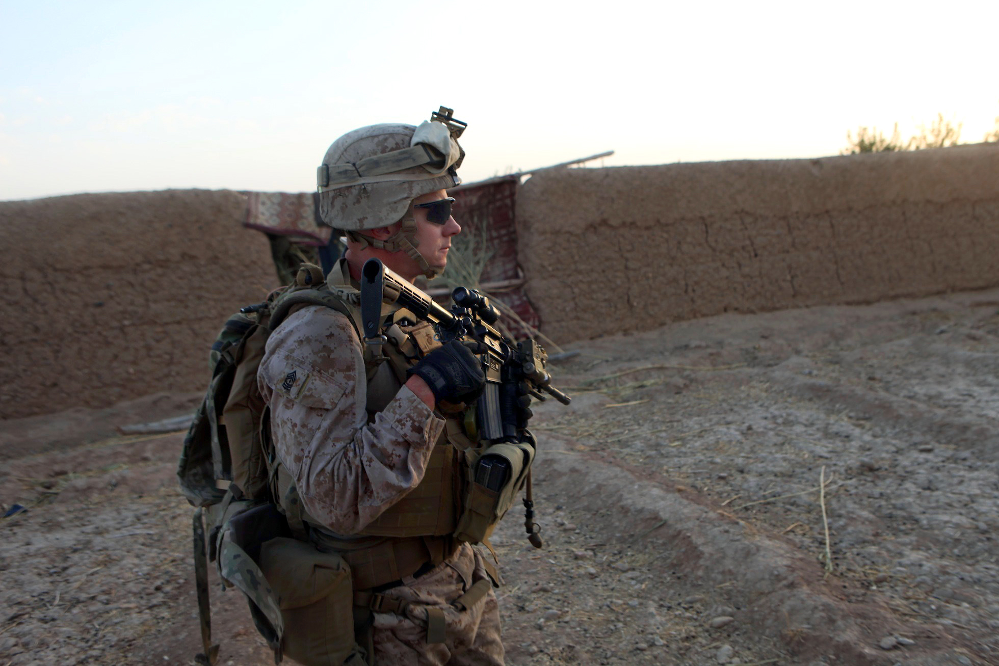 U.S. Marine Corps 1st Sgt. Brian Moody patrols during an operation in ...