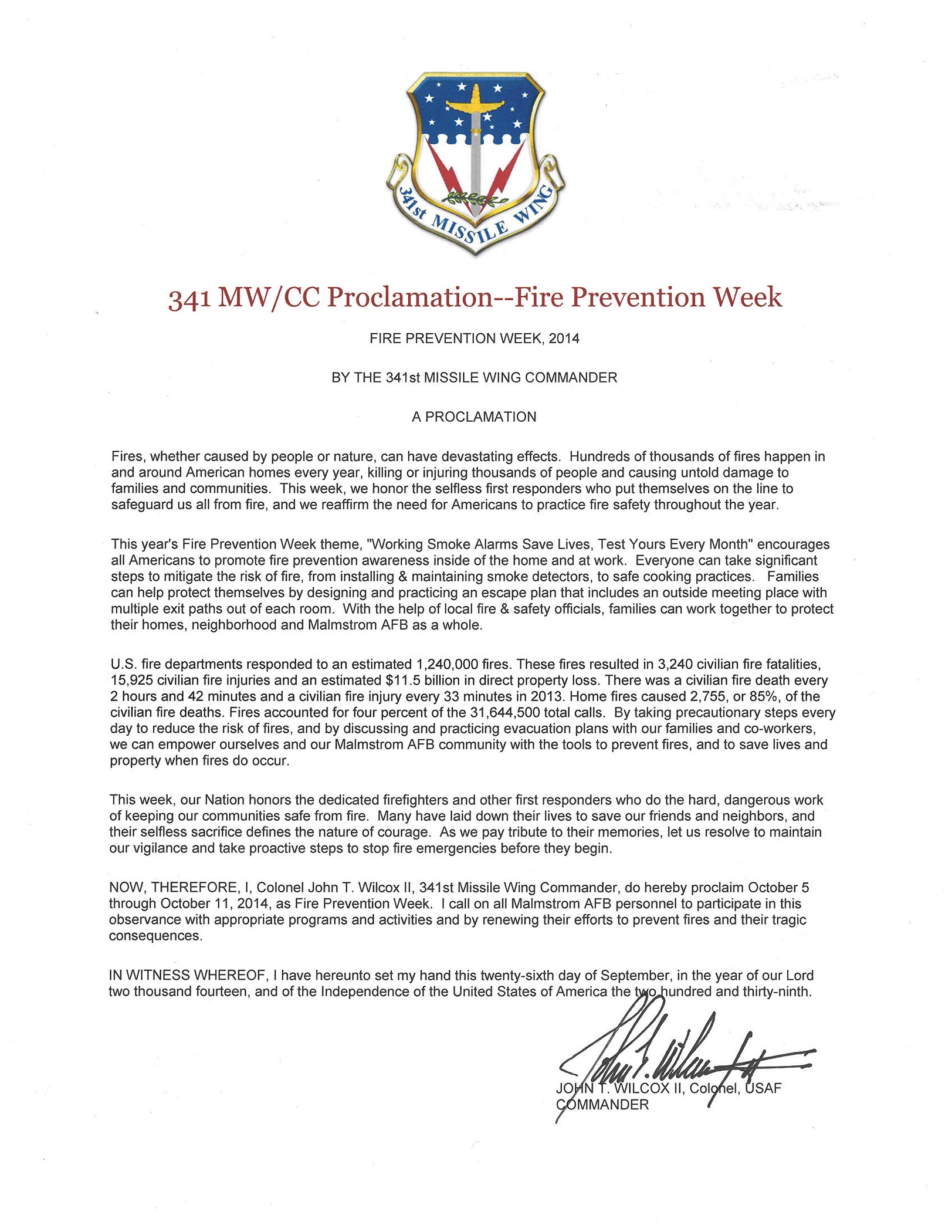 Fire Prevention Week calendar of events > Malmstrom Air Force Base ...