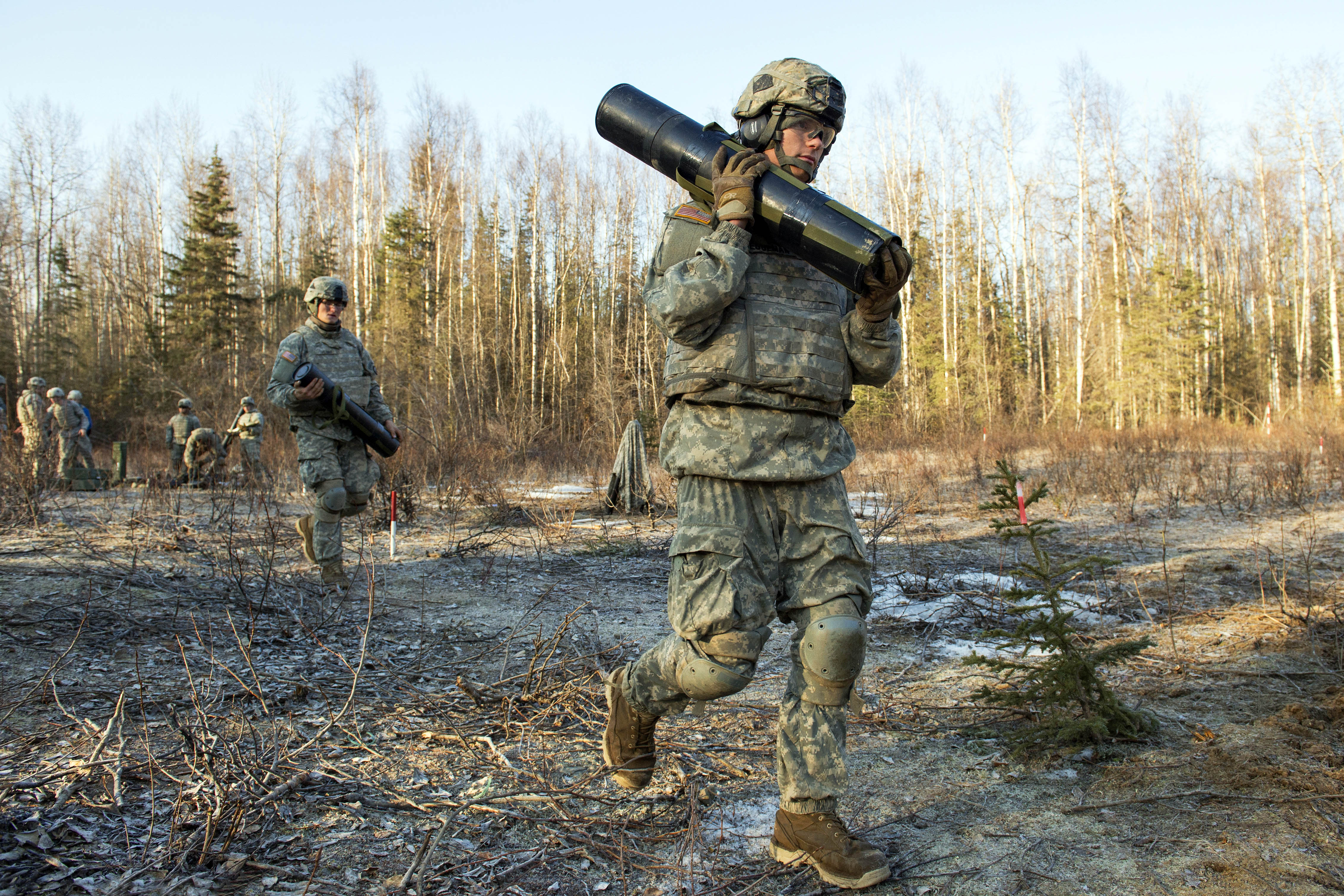 Paratroopers move M121 120-mm mortar ammunition during live-fire ...