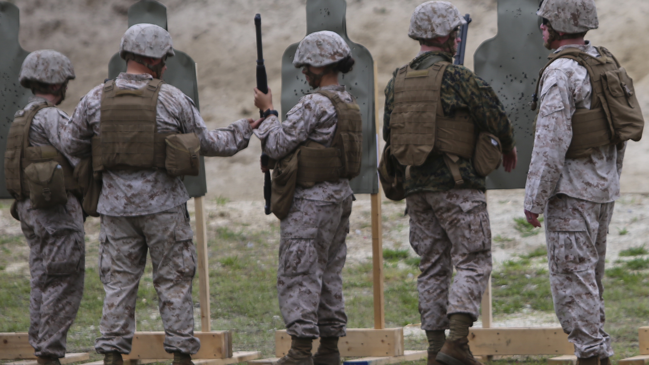 Intelligence Marines improve readiness with rifles, shotguns, gas
