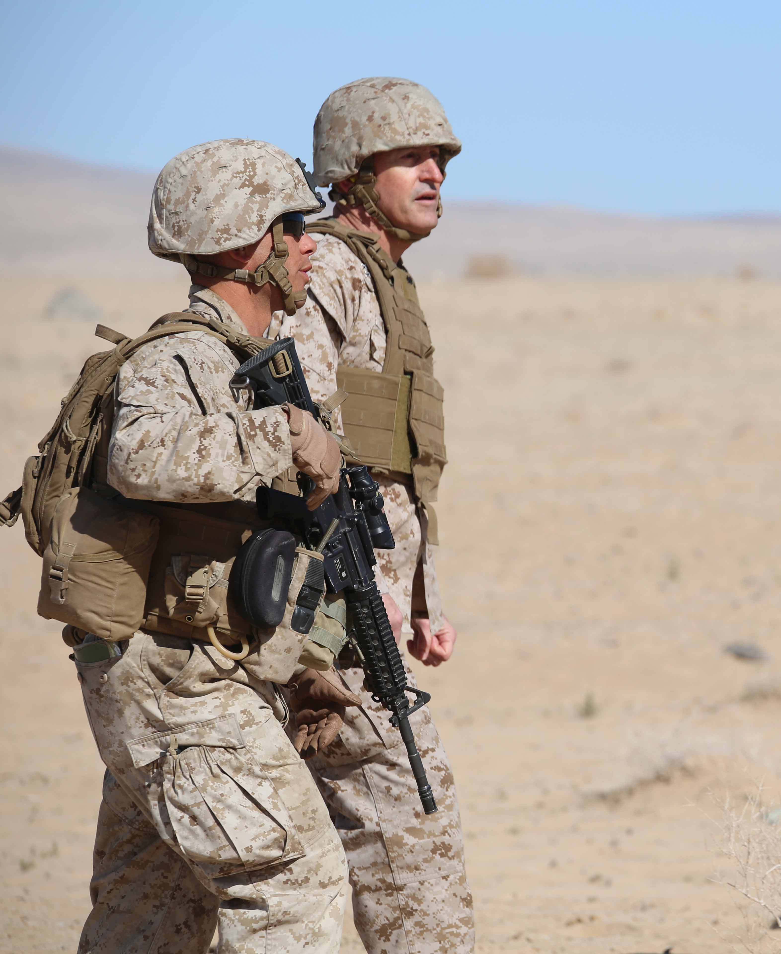 Integrated Task Force infantry Marines welcome General Officers