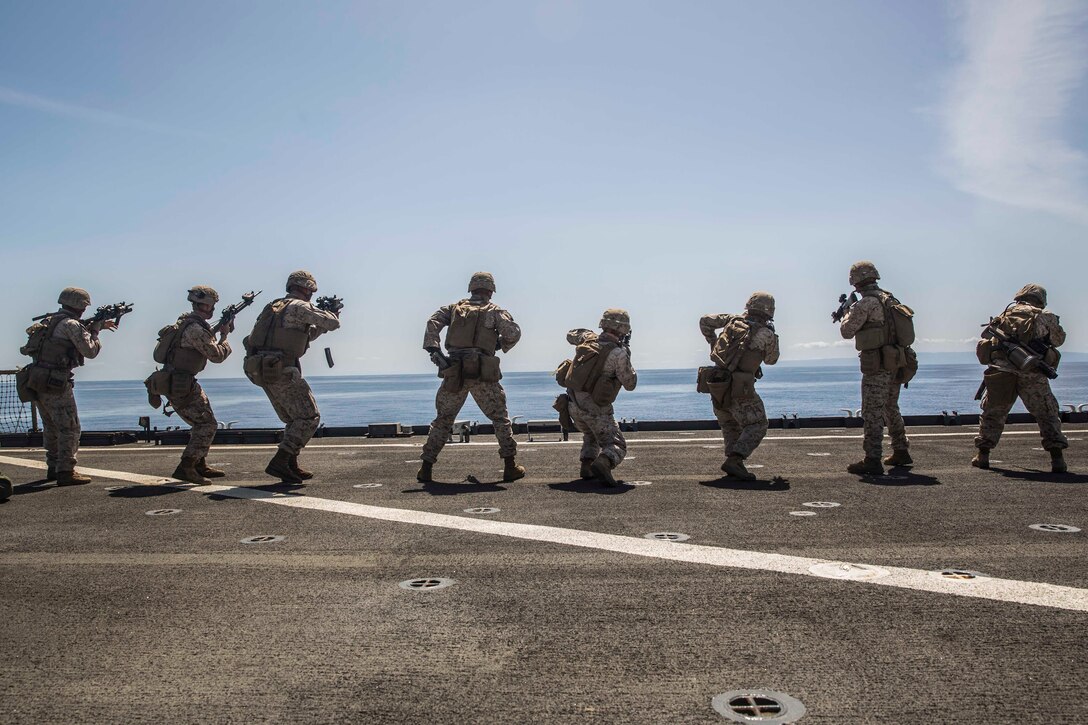 Targets! Marines train for immediate-action drills at sea
