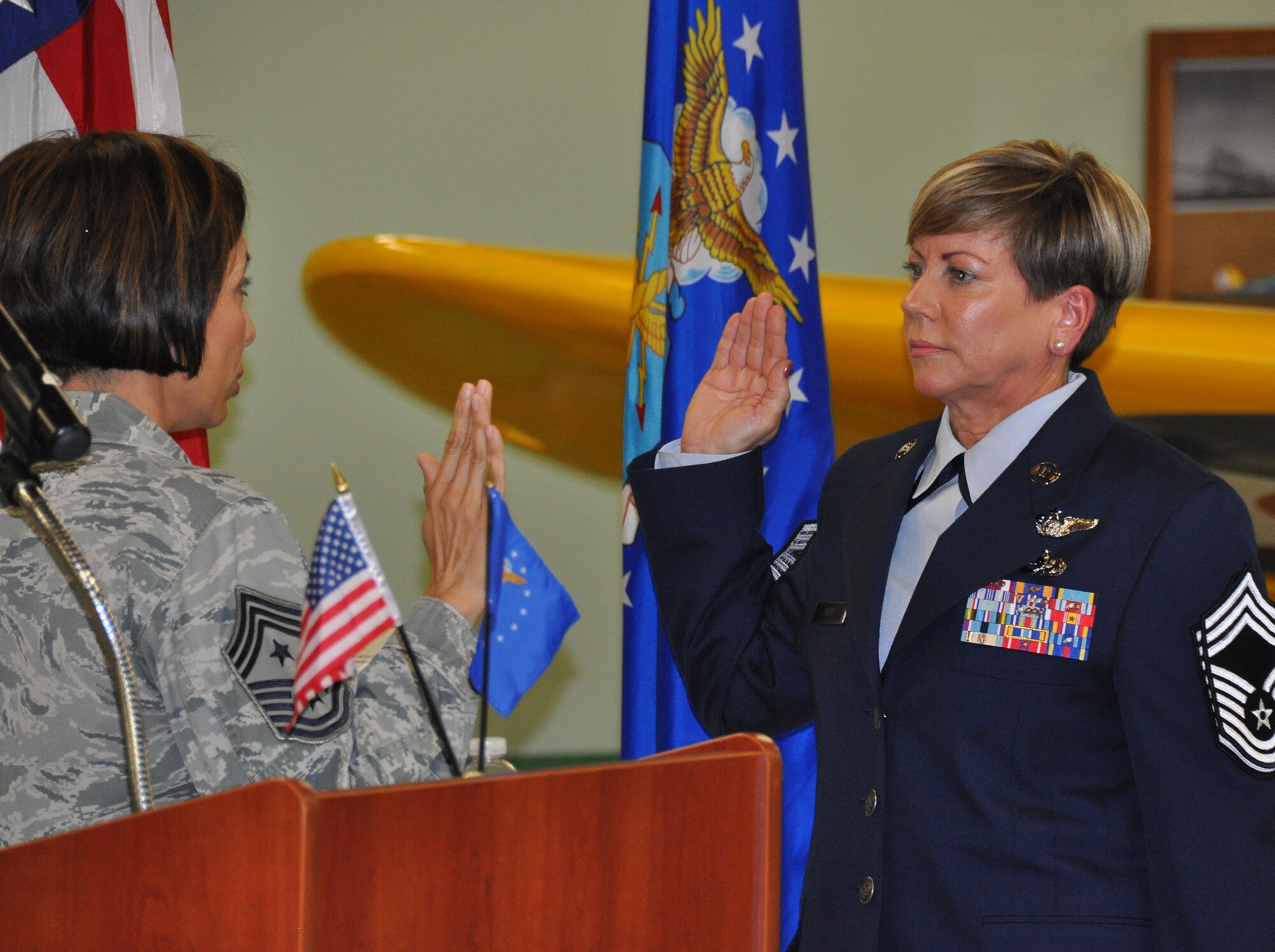 301st Airlift Squadron Loadmaster Superintendent pins on rank of chief ...