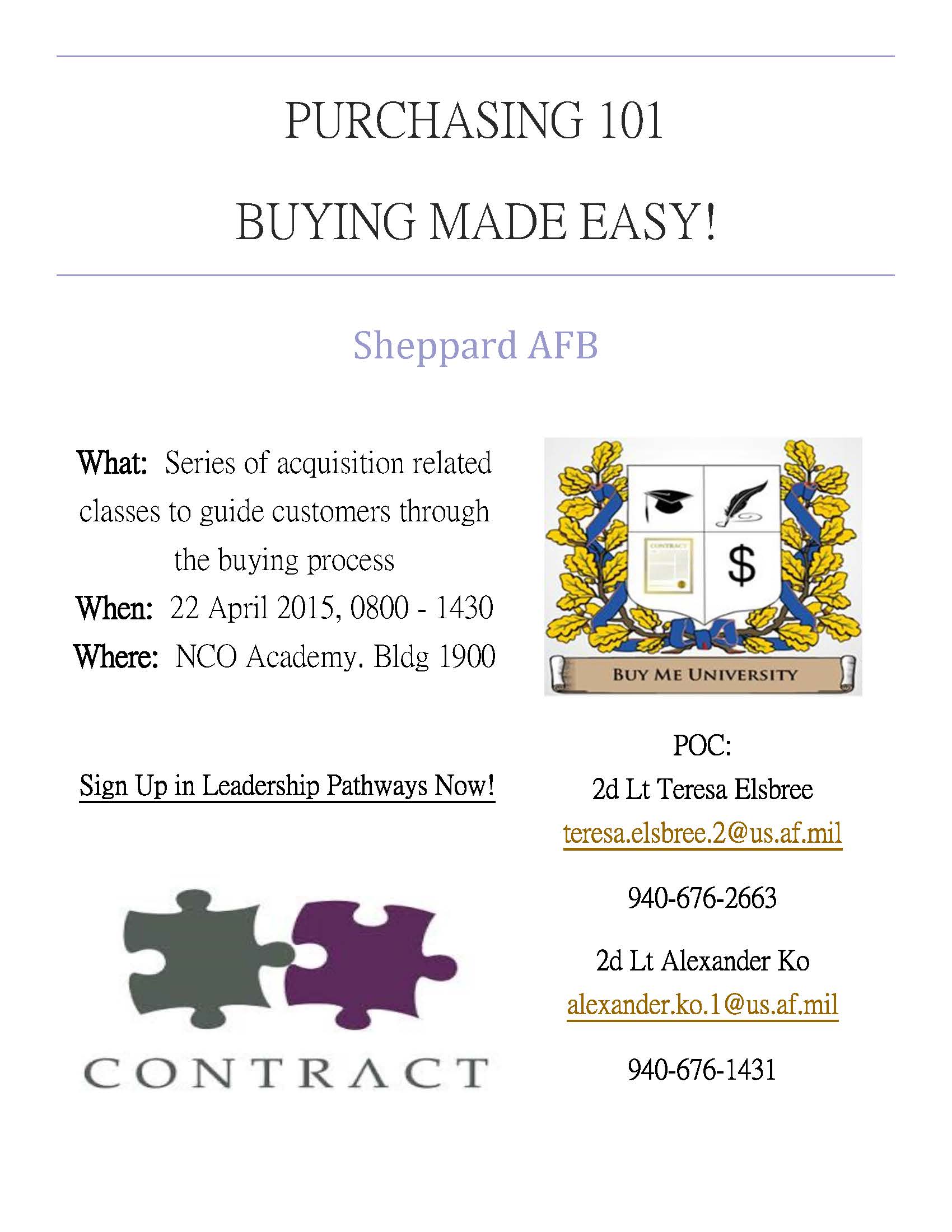 Purchasing 101 seminars scheduled for April 22, 2015 > Sheppard Air ...