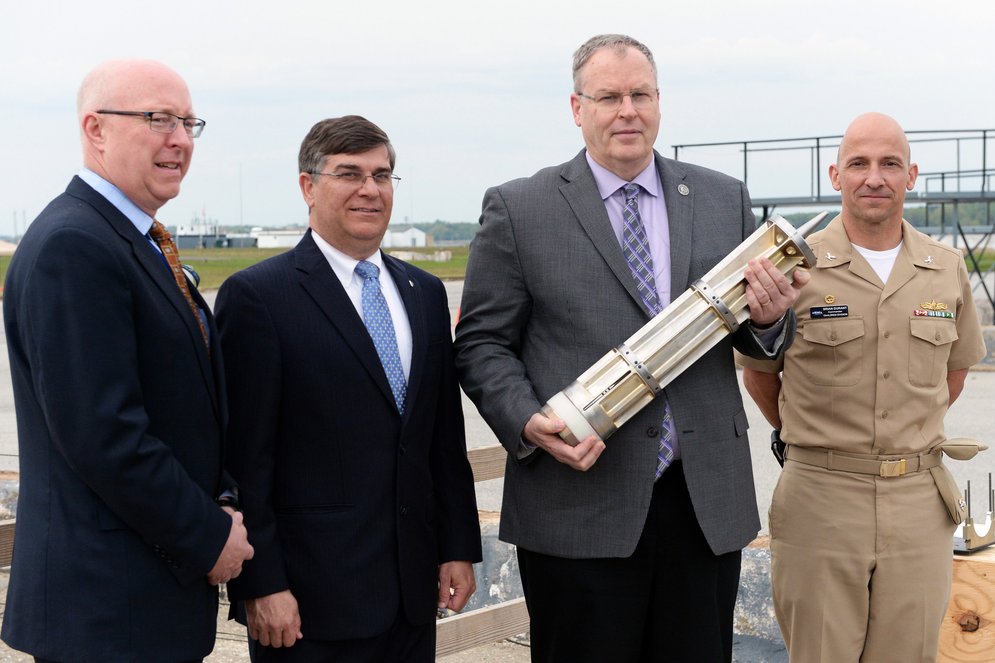 Deputy Defense Secretary Bob Work holds a hyper velocity projectile ...