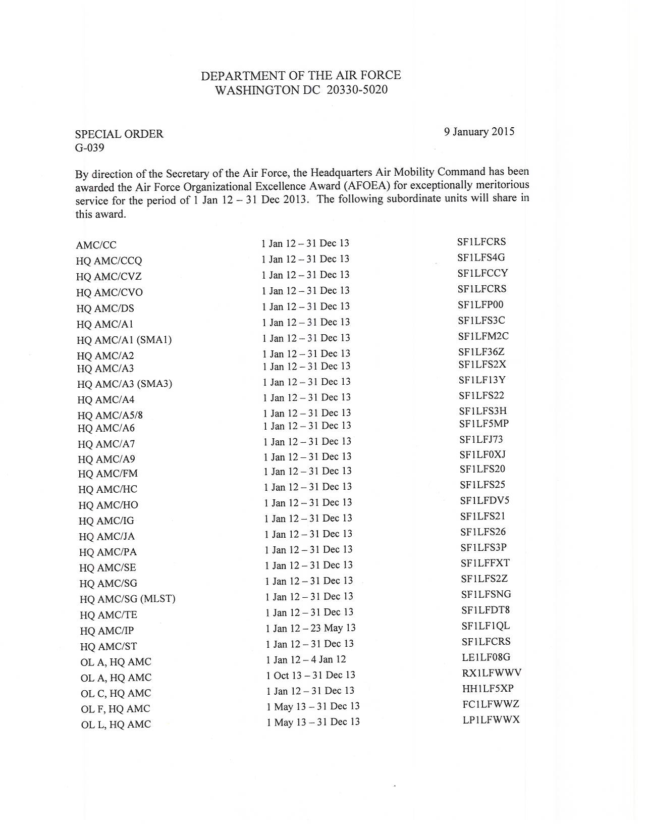 HQ AMC receives Air Force Organizational Excellence Award > Air ...