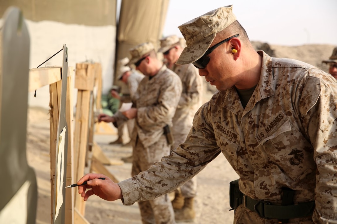 U.S. Marines stay sharp with competitive pistol range
