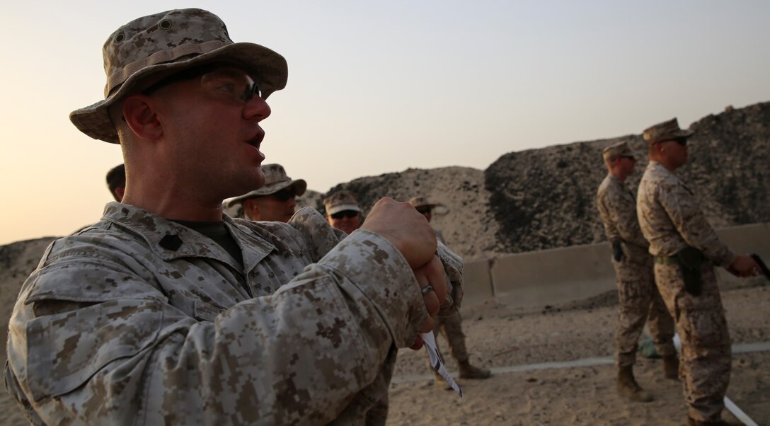 U.S. Marines stay sharp with competitive pistol range