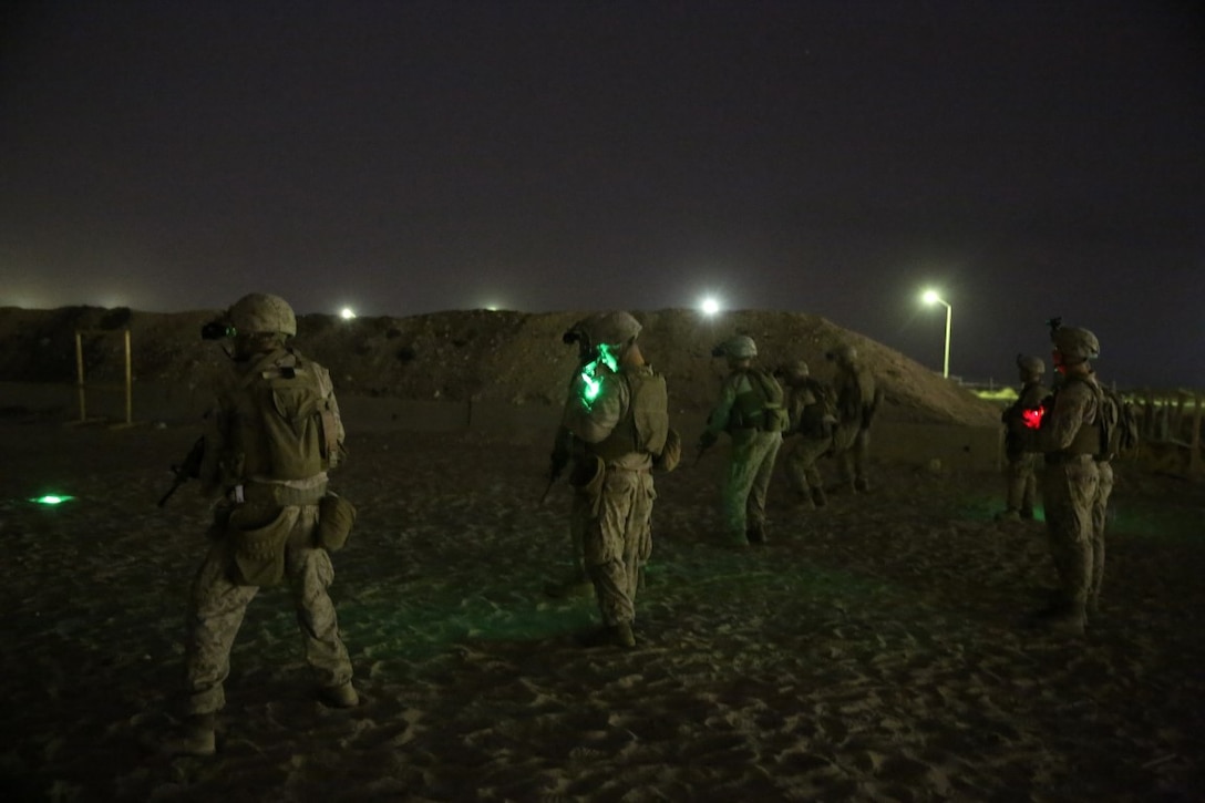 U.S. Marines light up night range in Middle East