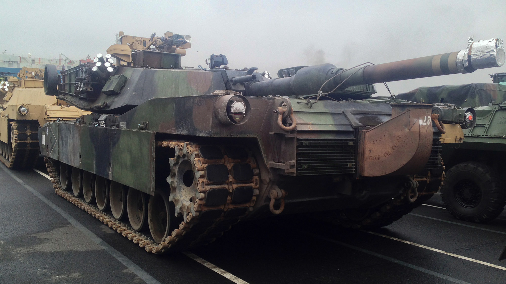 Marine Armored tanks arrive in Europe enroute to Bulgaria