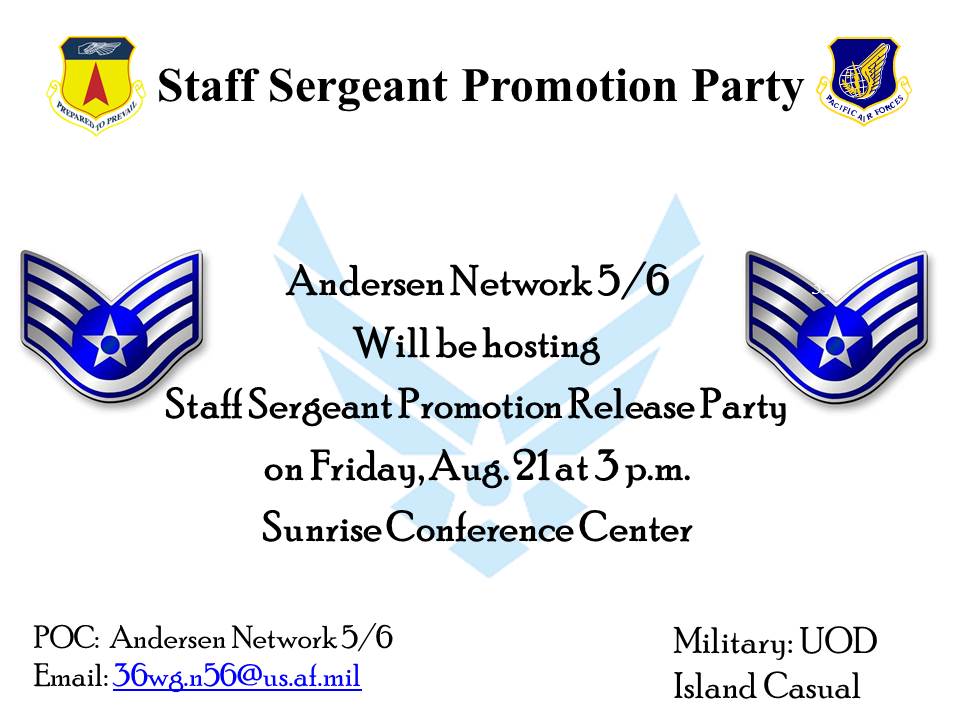 Staff Sergeant Promotion Release Party