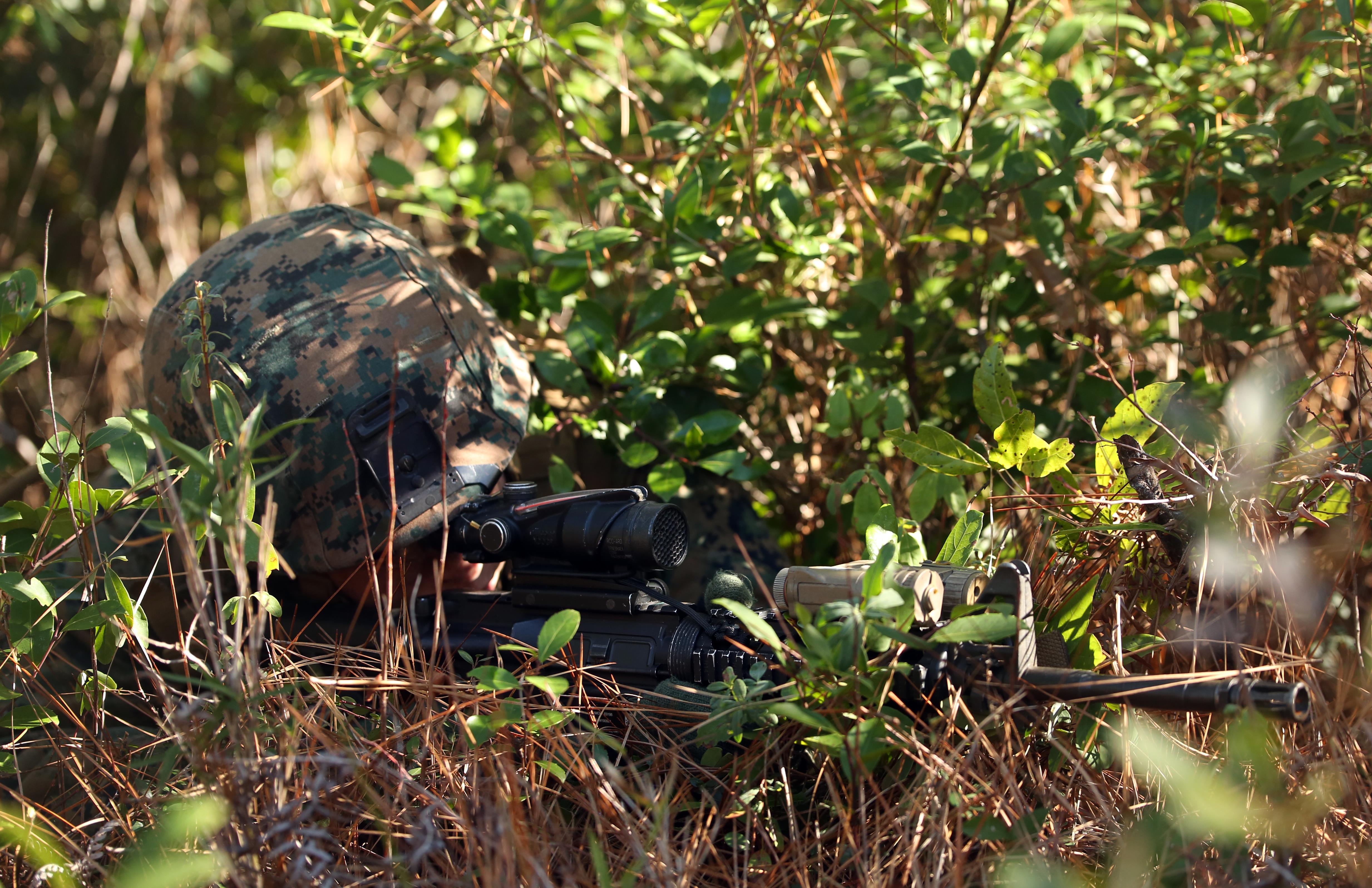Marines with 2nd LAR conduct patrolling techniques