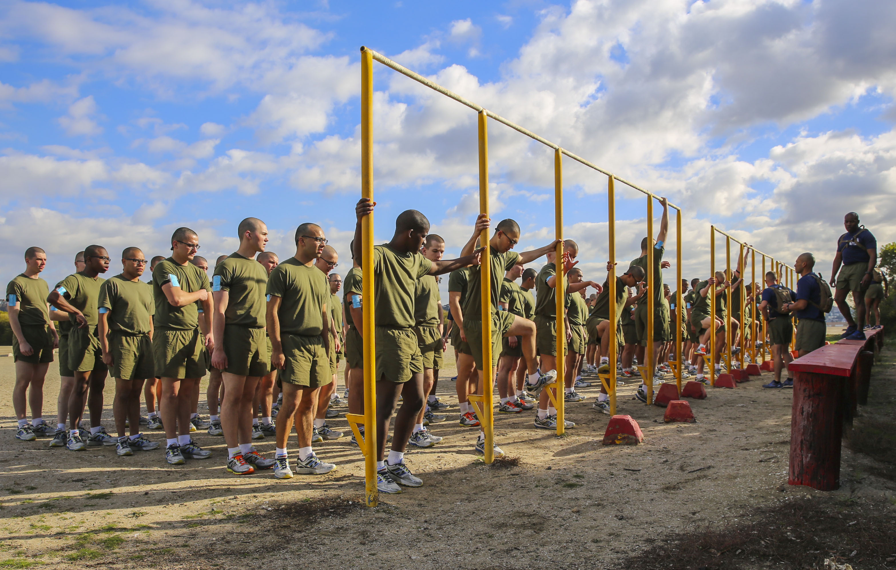 India Company recruits conduct more physical training > Marine Corps ...