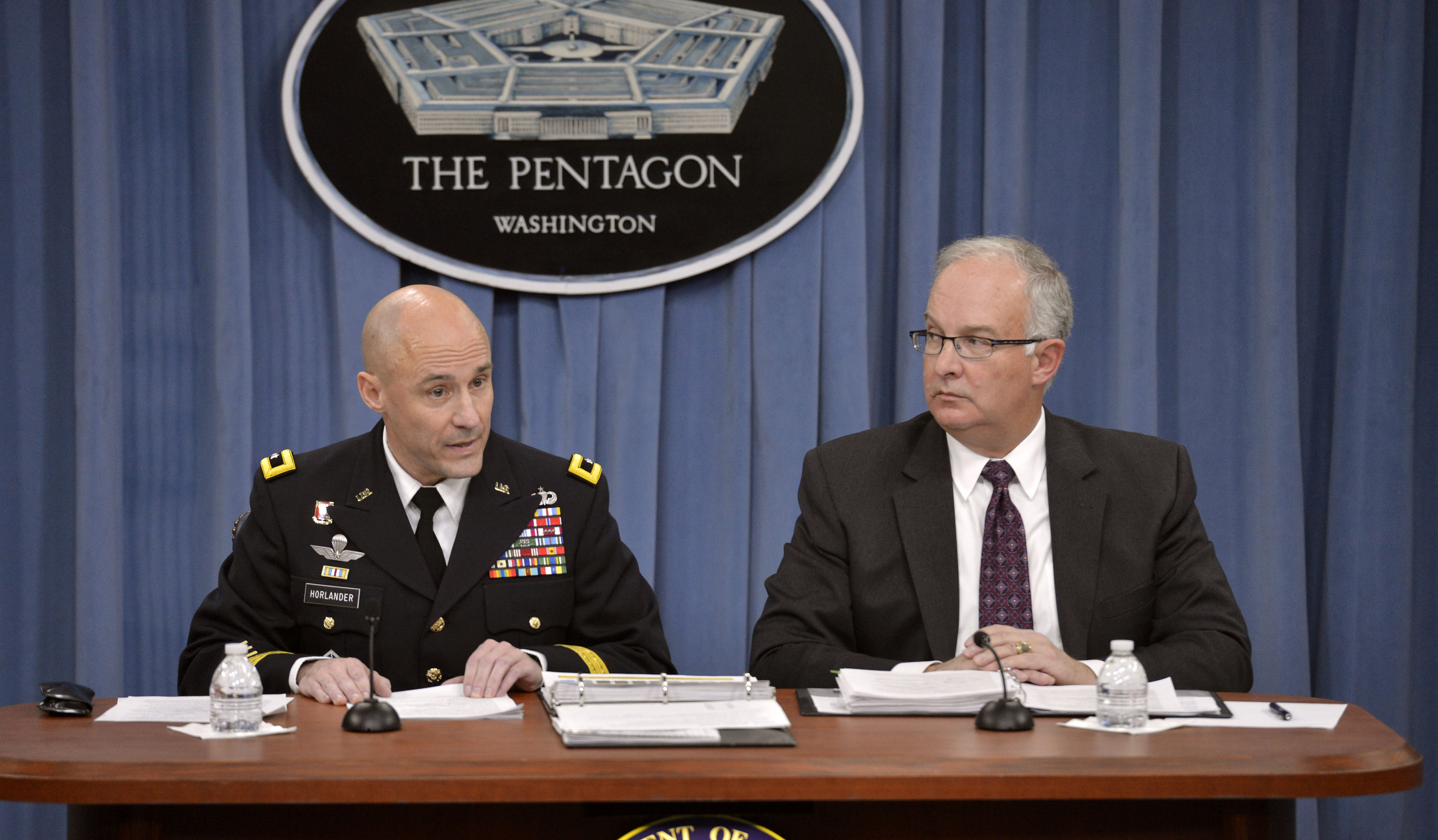 Army Maj. Gen. Thomas Horlander, director, Army Budget, and Davis S ...