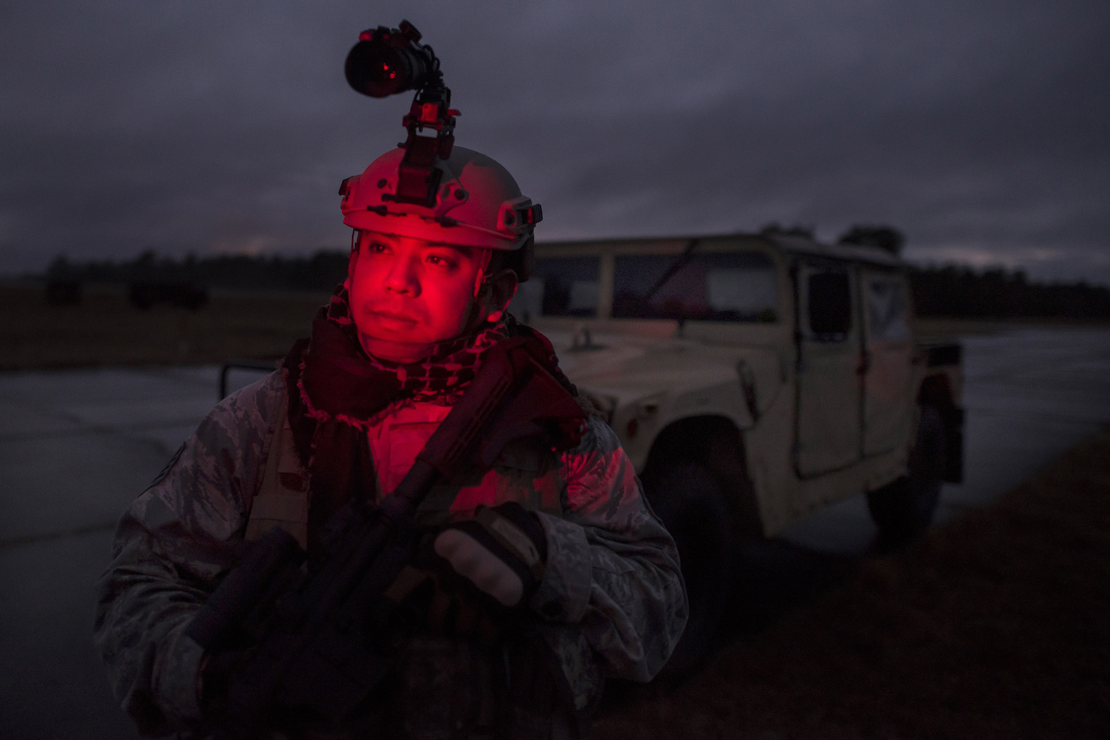 Air Force Tech. Sgt. Joshua Garcia arrives at the simulated deployed ...