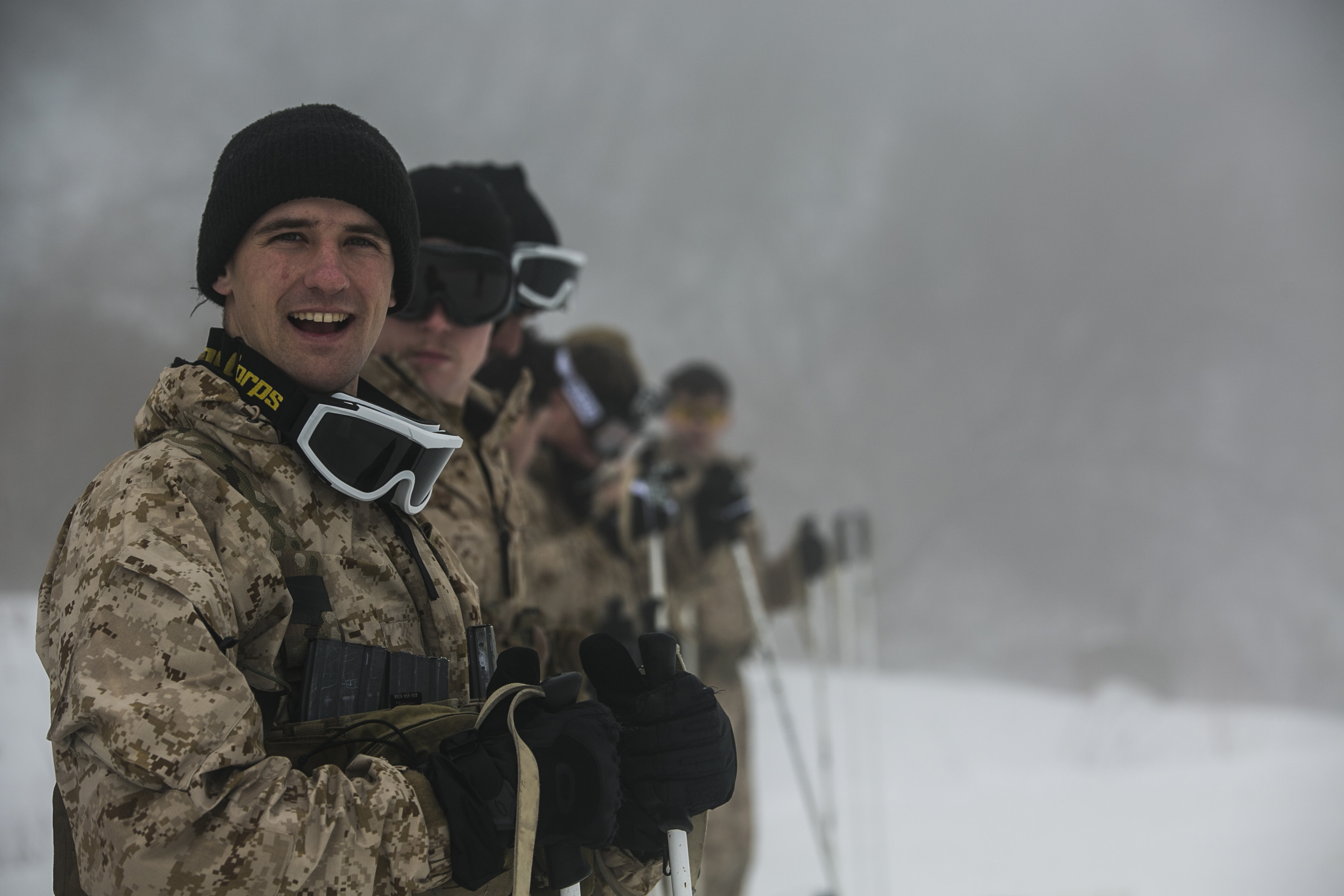 Snow skiing mobility training for Marines