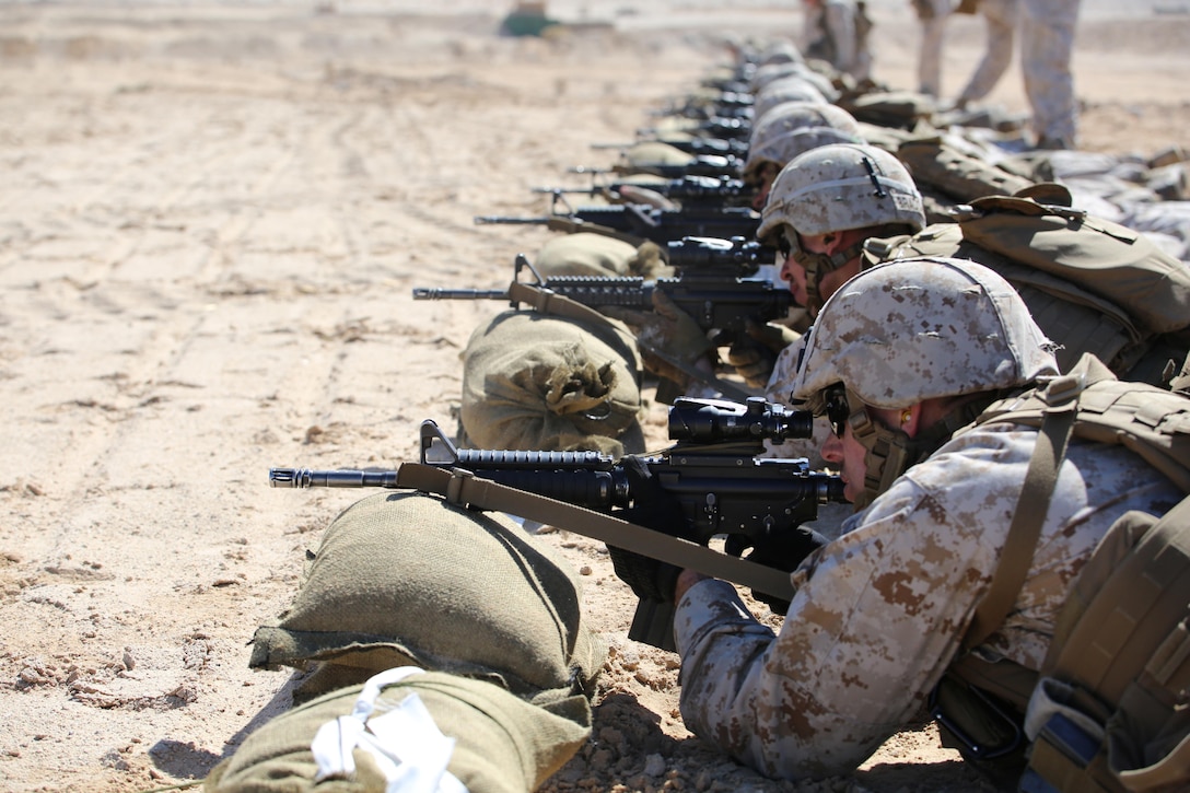 Integrated Task Force infantry Marines zero weapons at Twentynine Palms