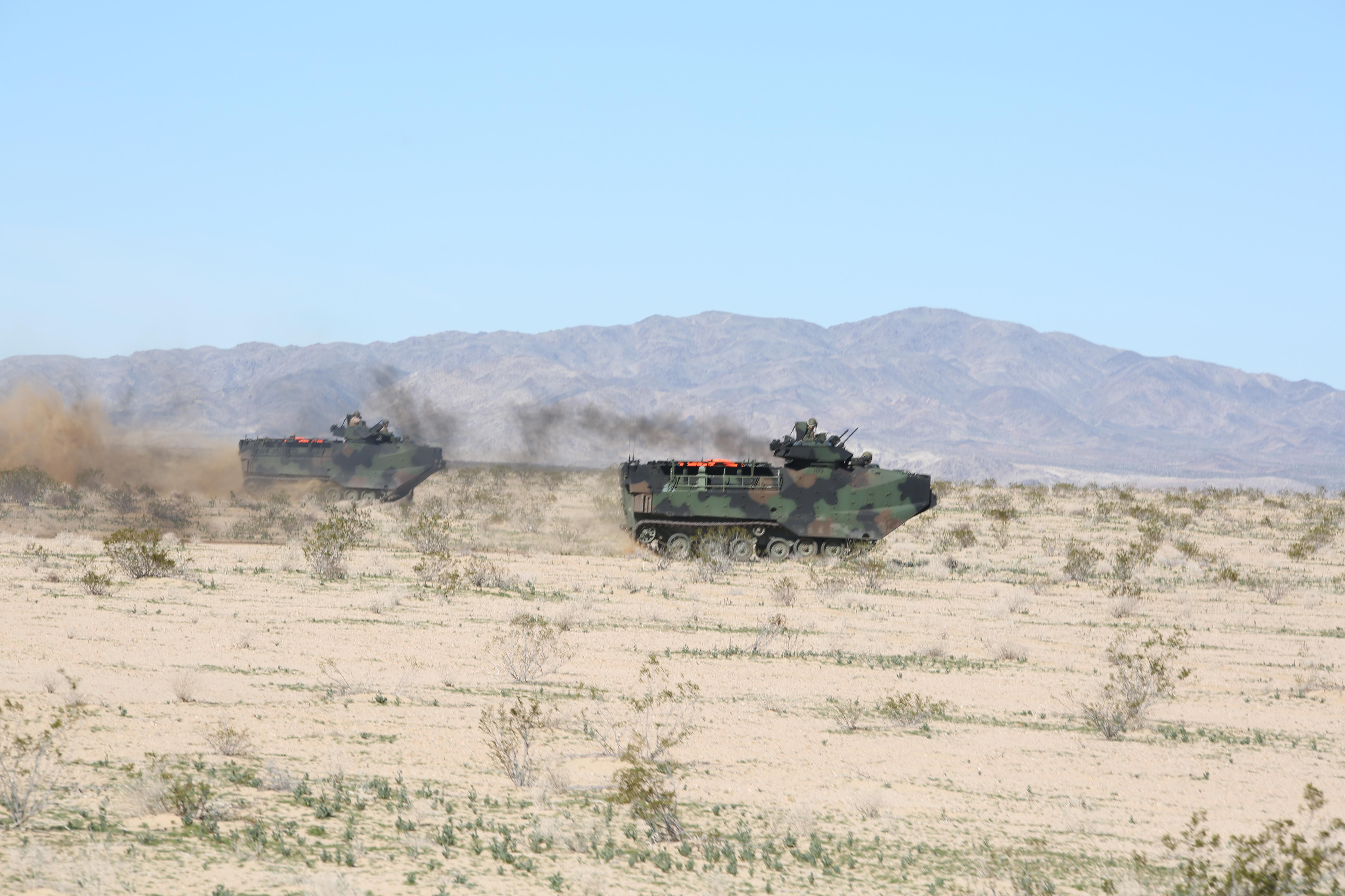 Integrated Task Force AAV Platoon practices tactical maneuvers