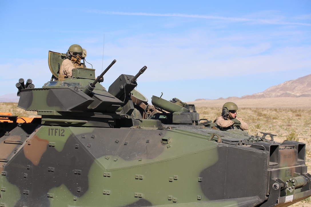 Integrated Task Force AAV Platoon practices tactical maneuvers